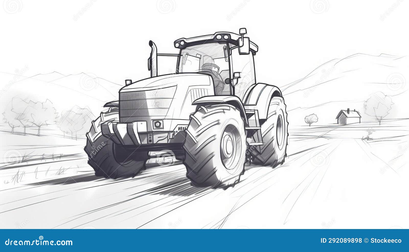 Intense Shading Tractor Illustration for Farming Game Stock ...