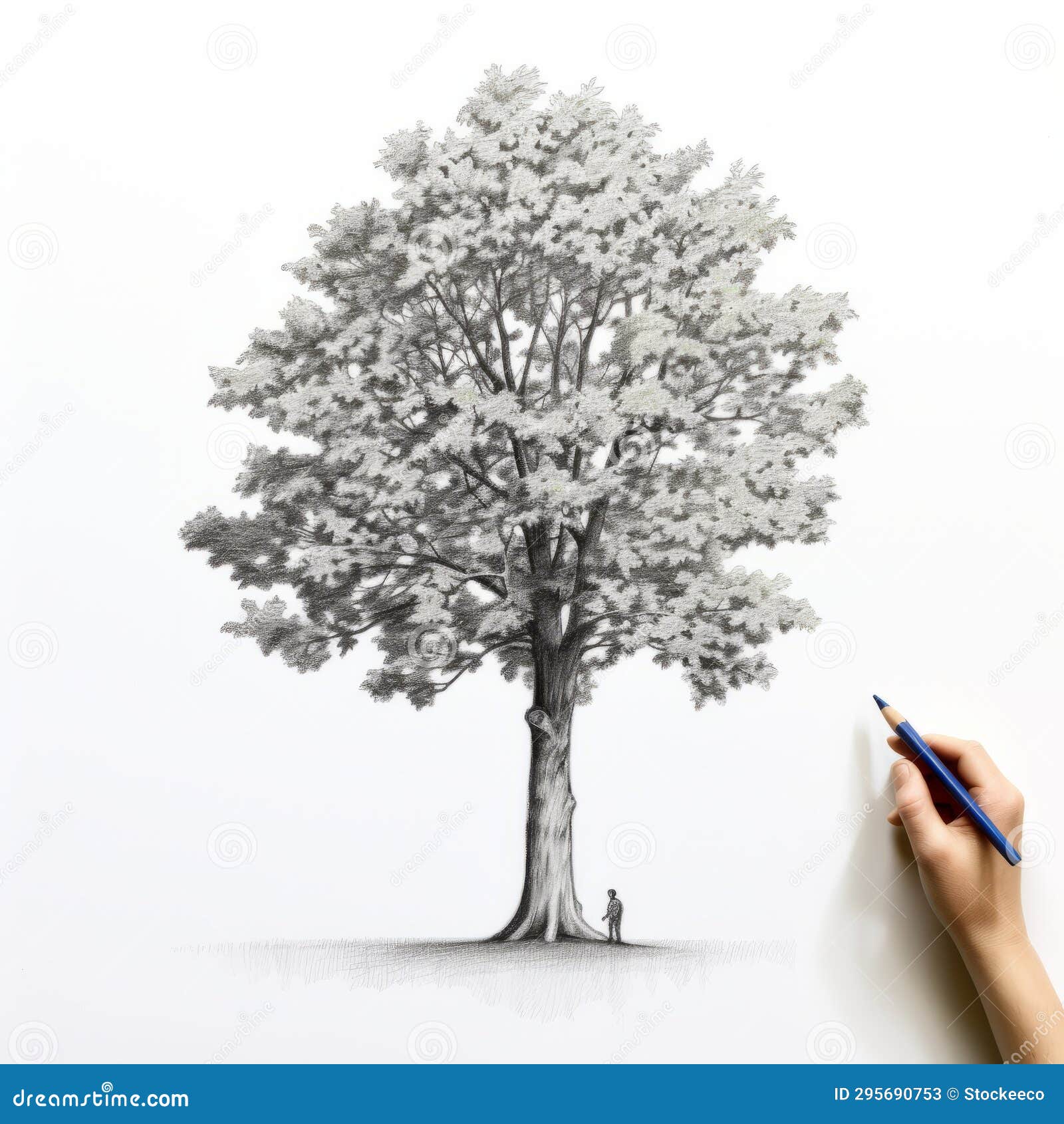 Hyperrealistic Tree Sketch: Meticulously Detailed Illustration in Dark ...