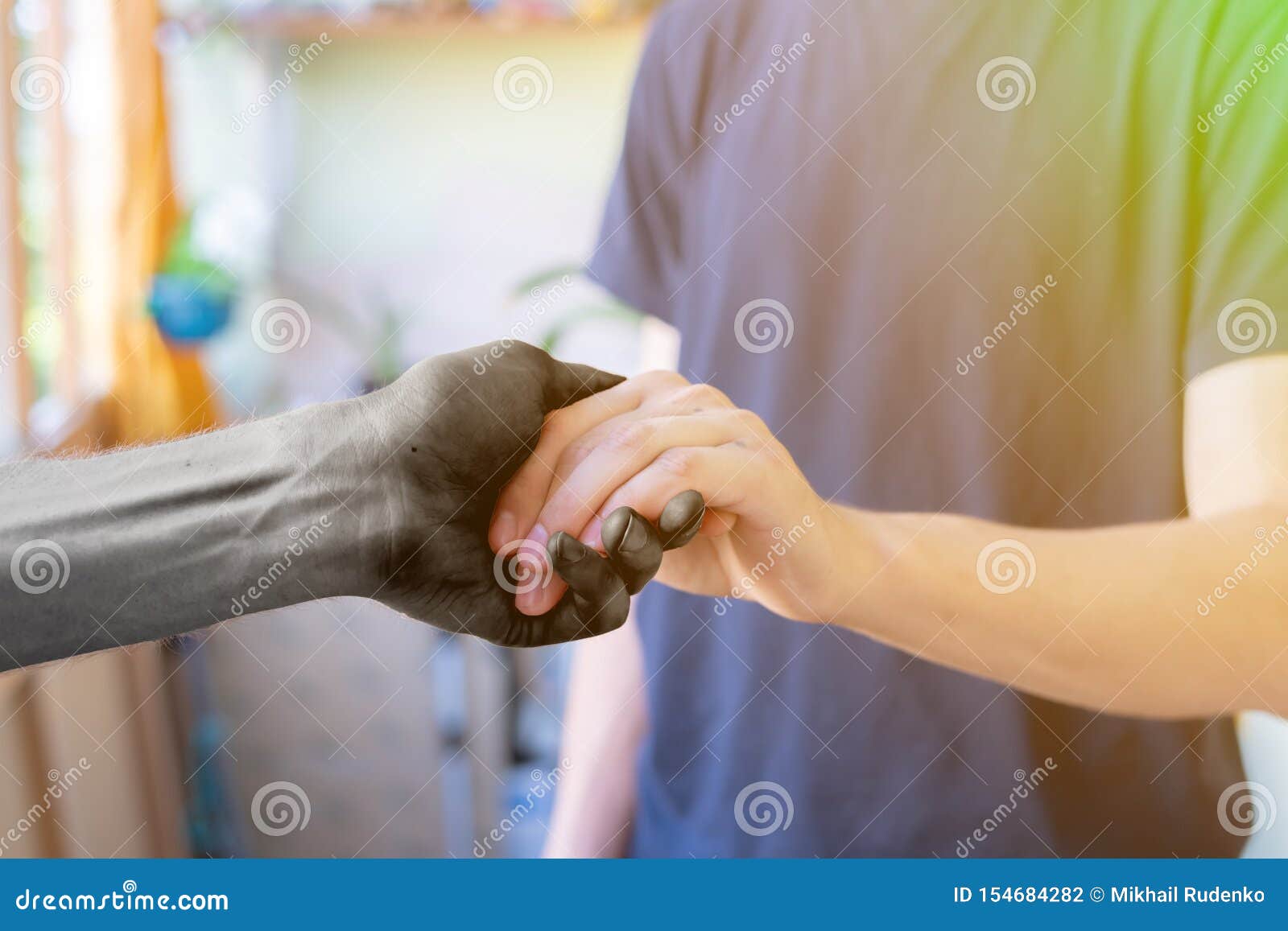 Black and White People Hands Conncetion and Unity Concepts Stock Photo ...