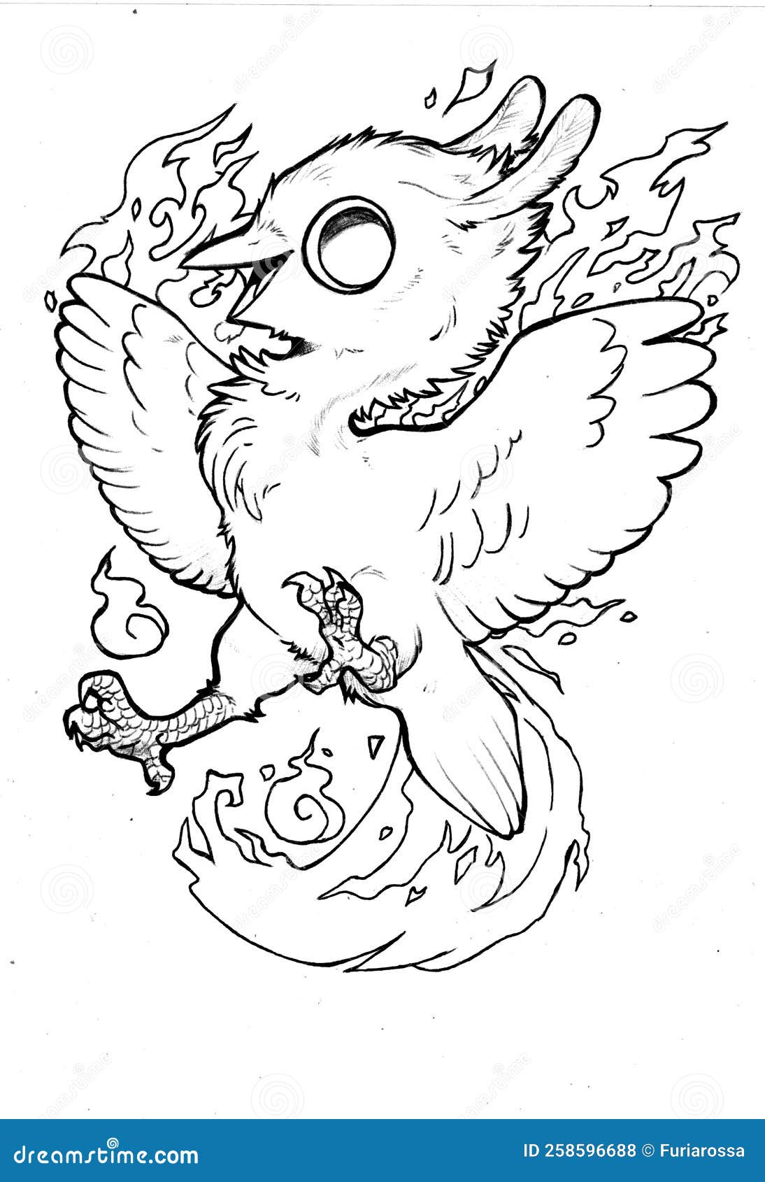 Black and White Phoenix Chibi Illustration Stock Illustration ...