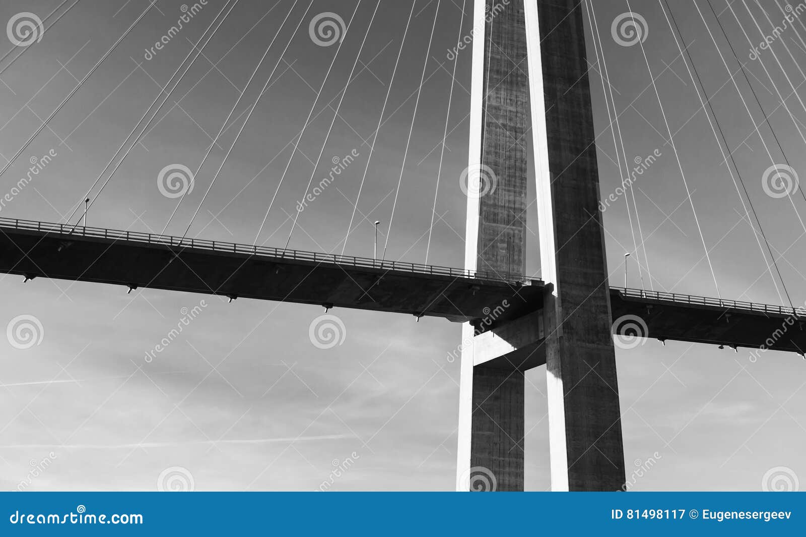 Black and White Photo of Cable-stayed Bridge Stock Image - Image of ...