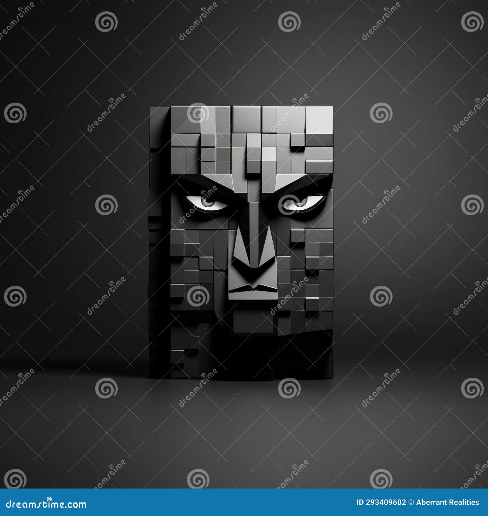 A Black and White Photo of a Face Made Out of Cubes Stock Illustration ...