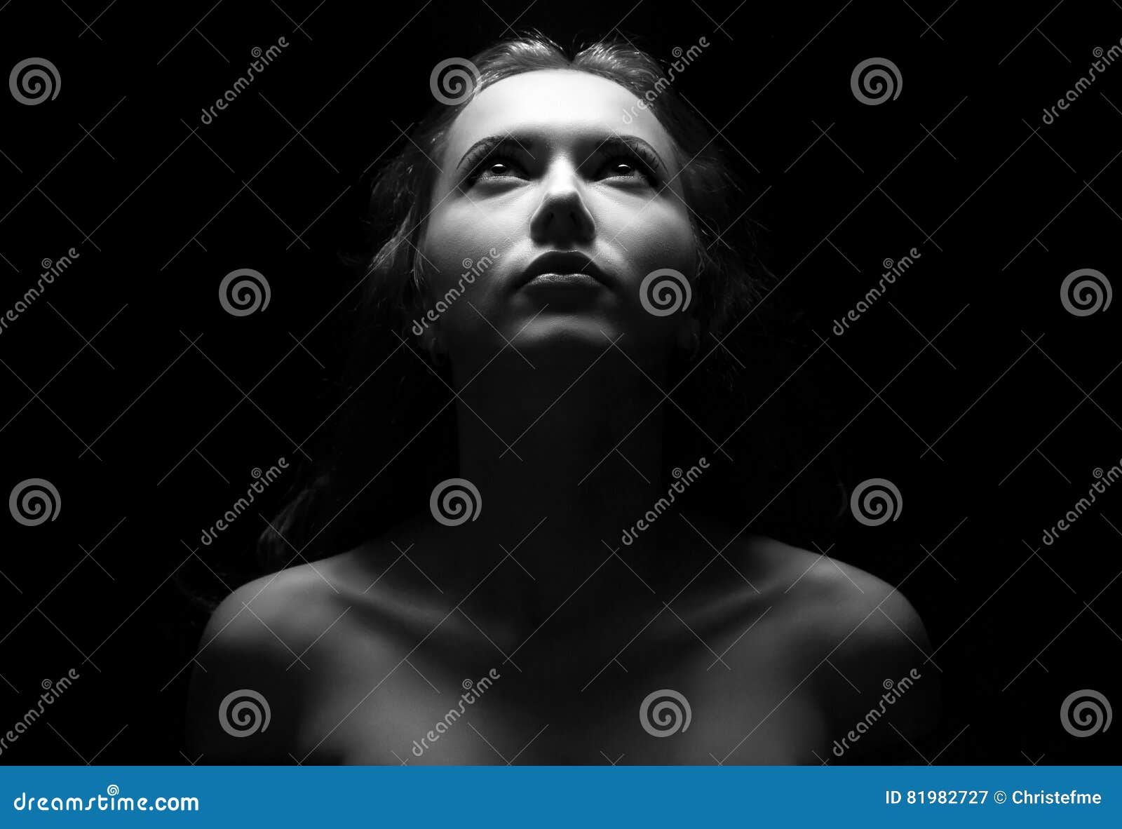 Black and White Photo of the Face in Shadow Stock Image - Image of ...