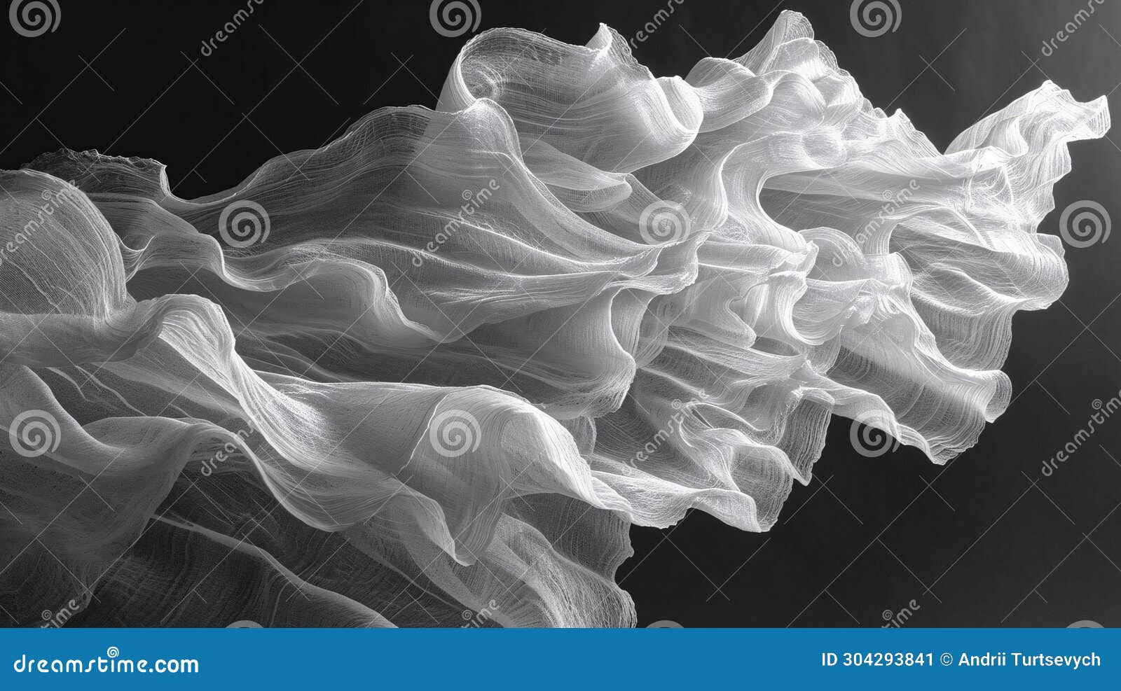 A Black and White Photo of a Massive Cloth Motion in Space Stock Image ...