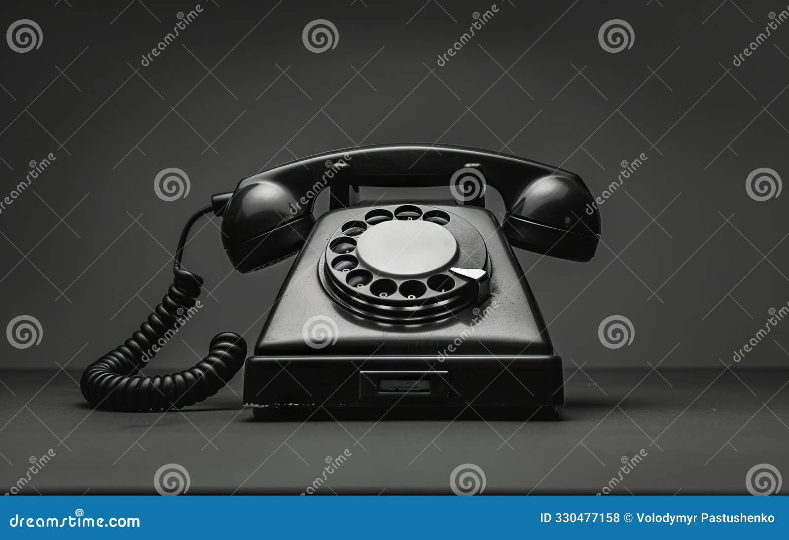 A Black and White Photo of an Old Fashioned Telephone Stock Photo ...