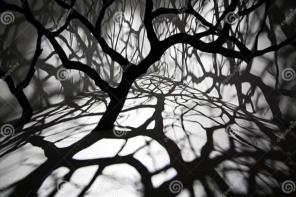 Intricate Shadows of Tree Branches Creating a Mesmerizing Pattern Stock ...