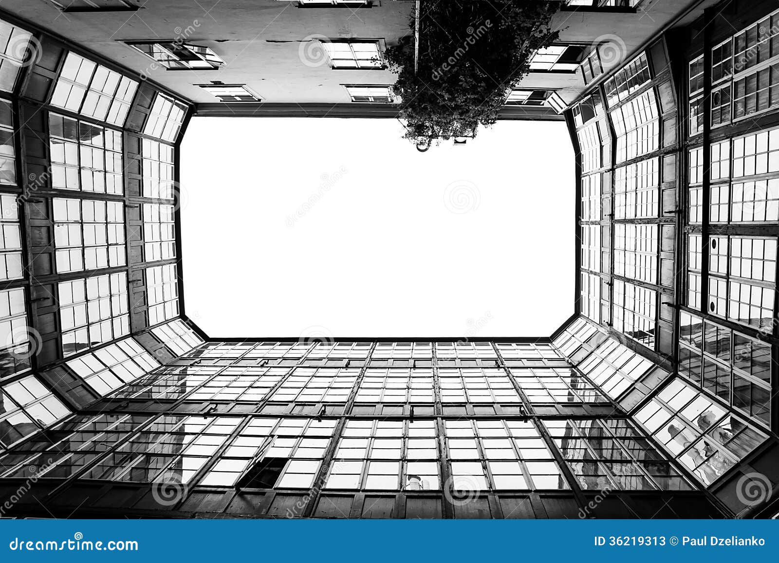 Black and White Photographs of a Rectangular Courtyard Up Stock Image ...