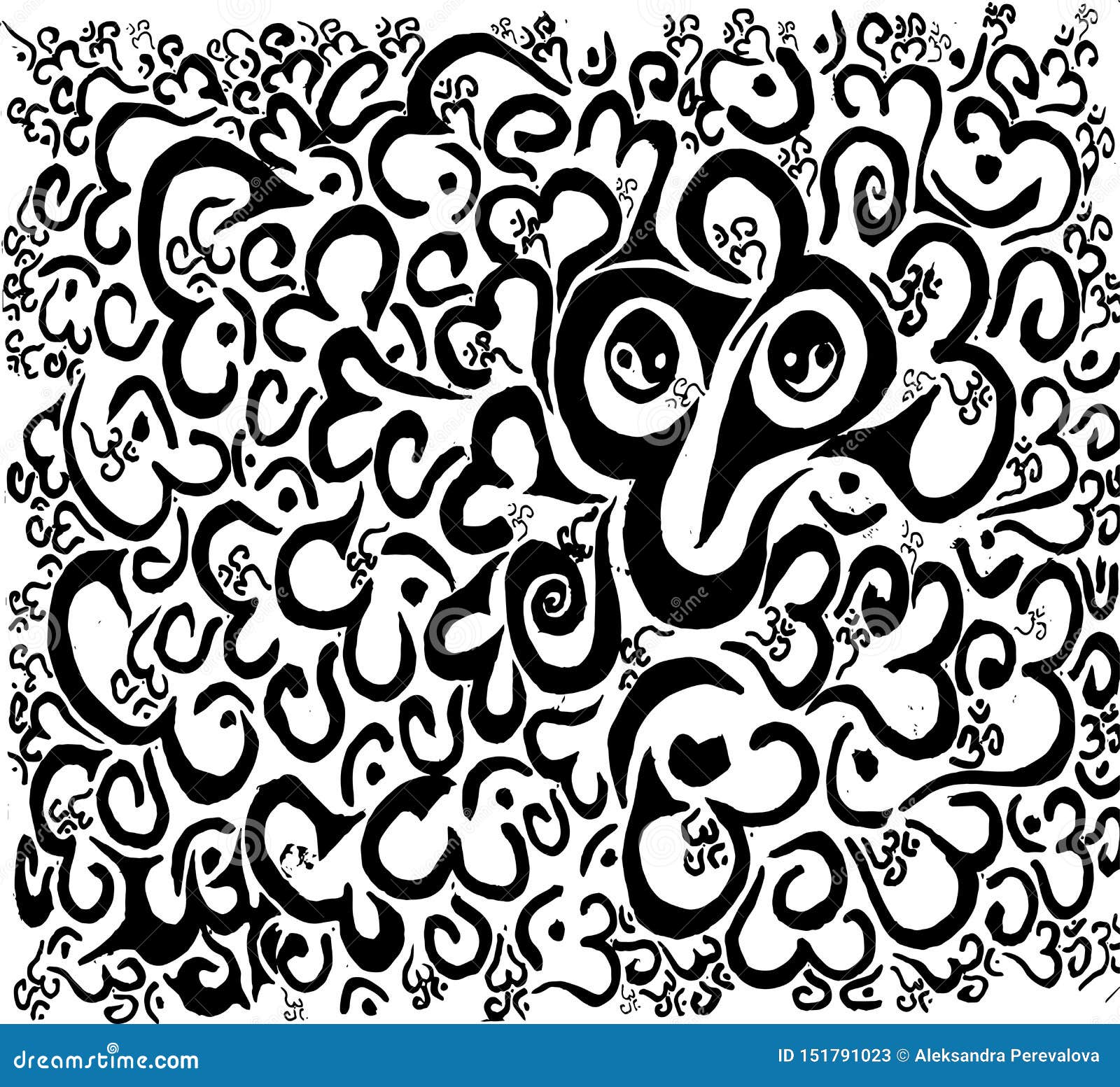 Black and White Picture of Ohm. Wallpaper, Pattern, Background. Stock ...