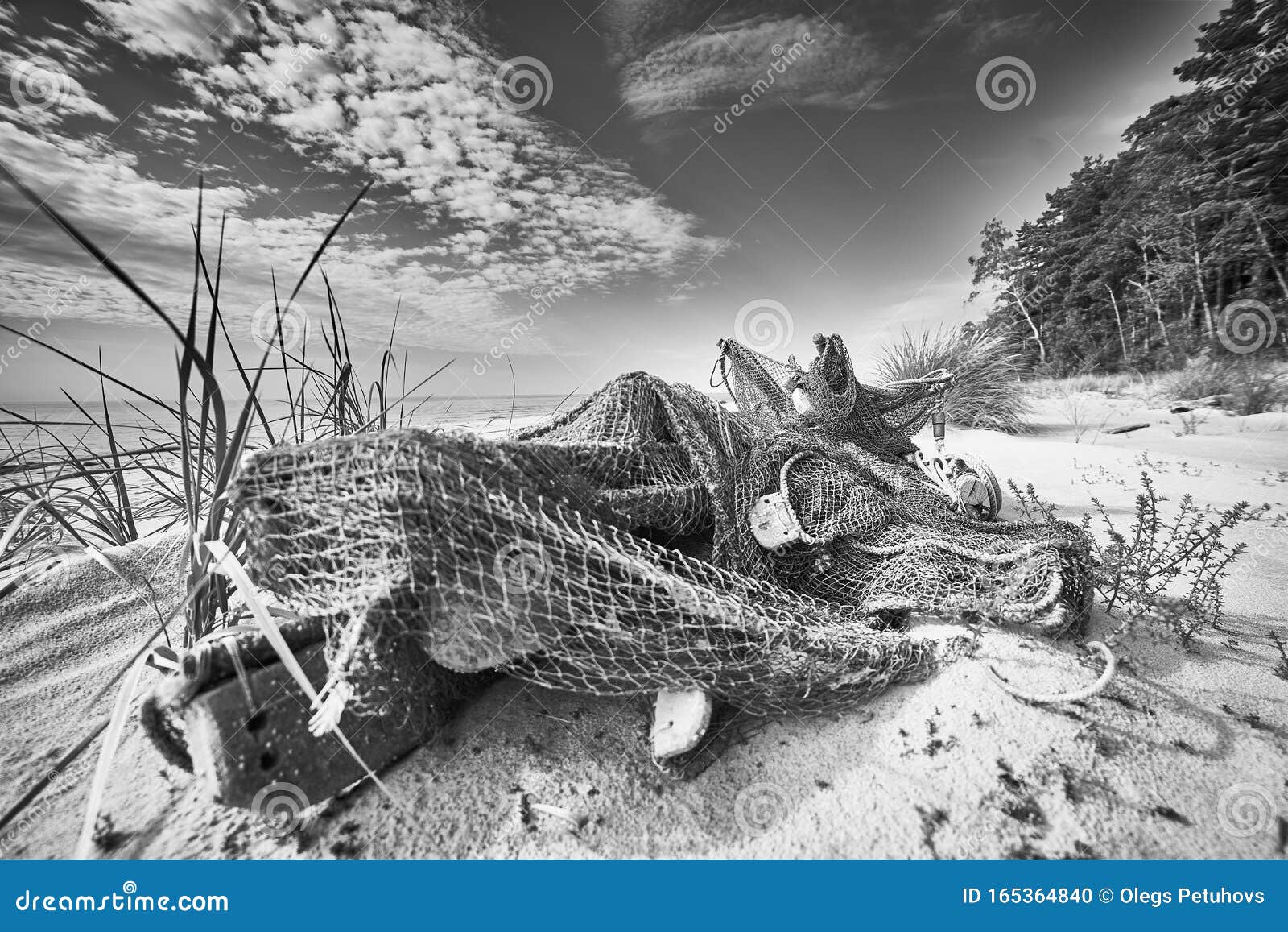 Black and White Picture of an Old Fishing Net Stock Photo - Image of ...