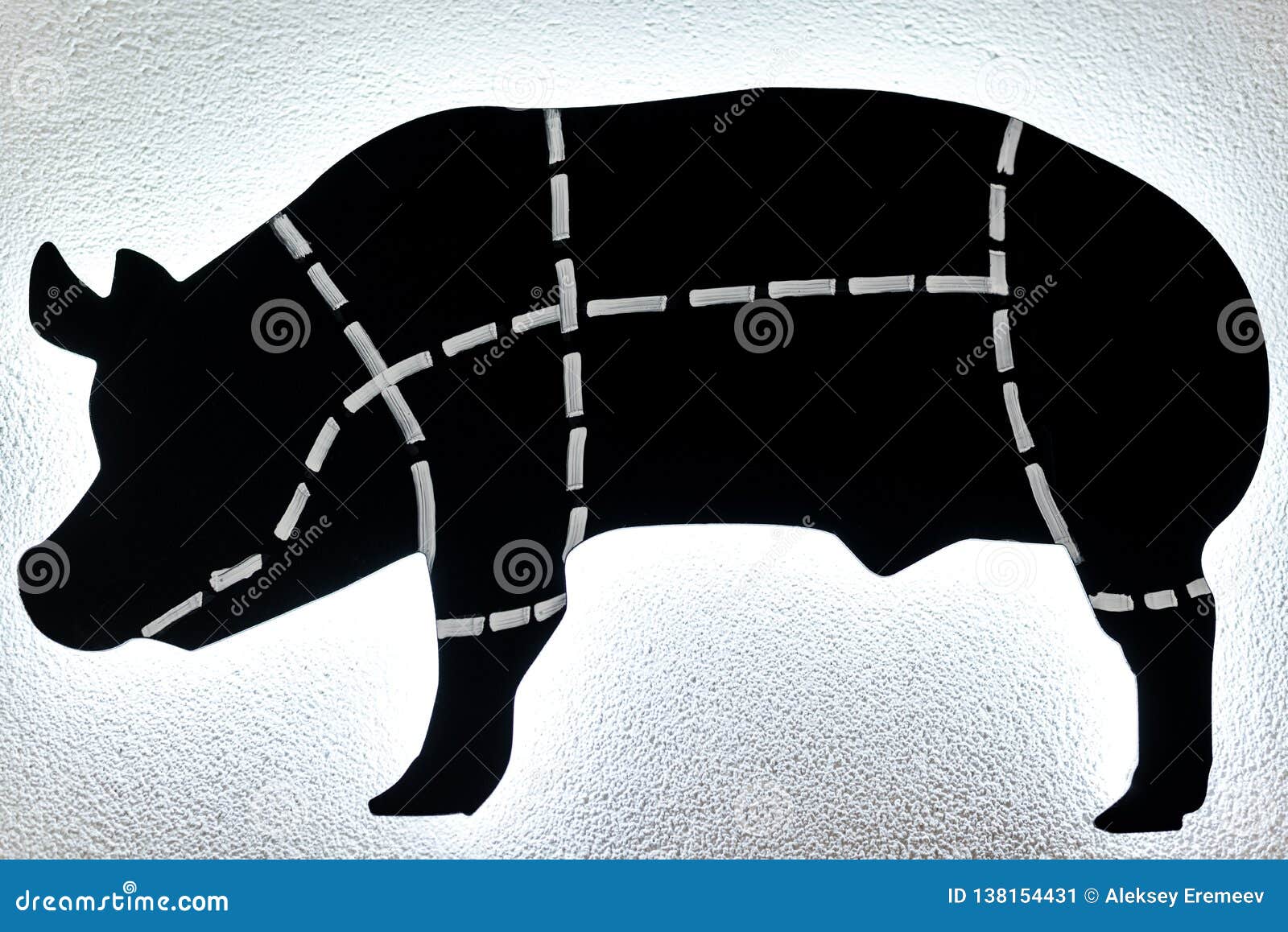 Black and White Pig Cutting Stock Illustration - Illustration of guide ...