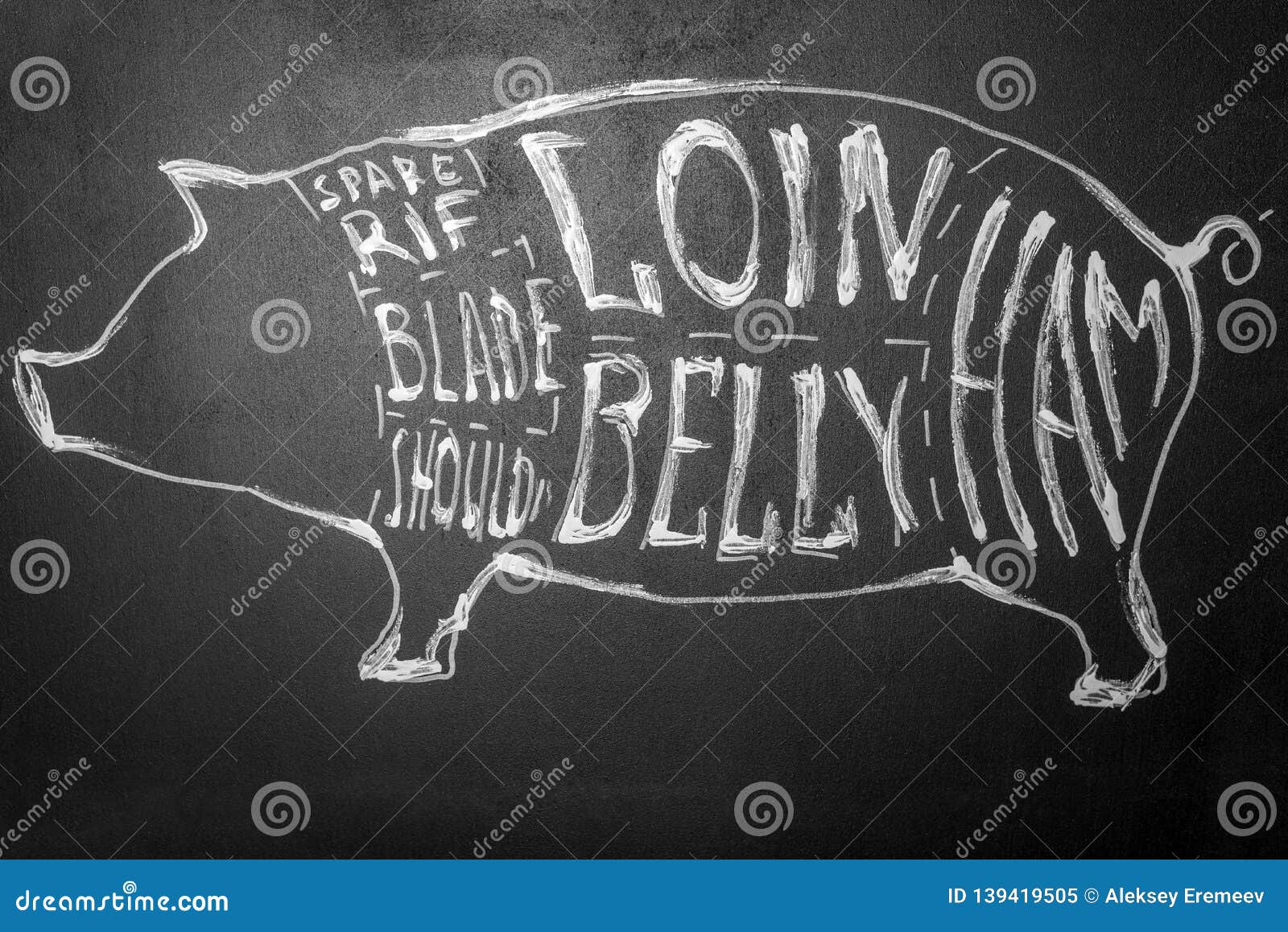 Black and White Pig Cutting Scheme Stock Image - Image of bull, guide ...