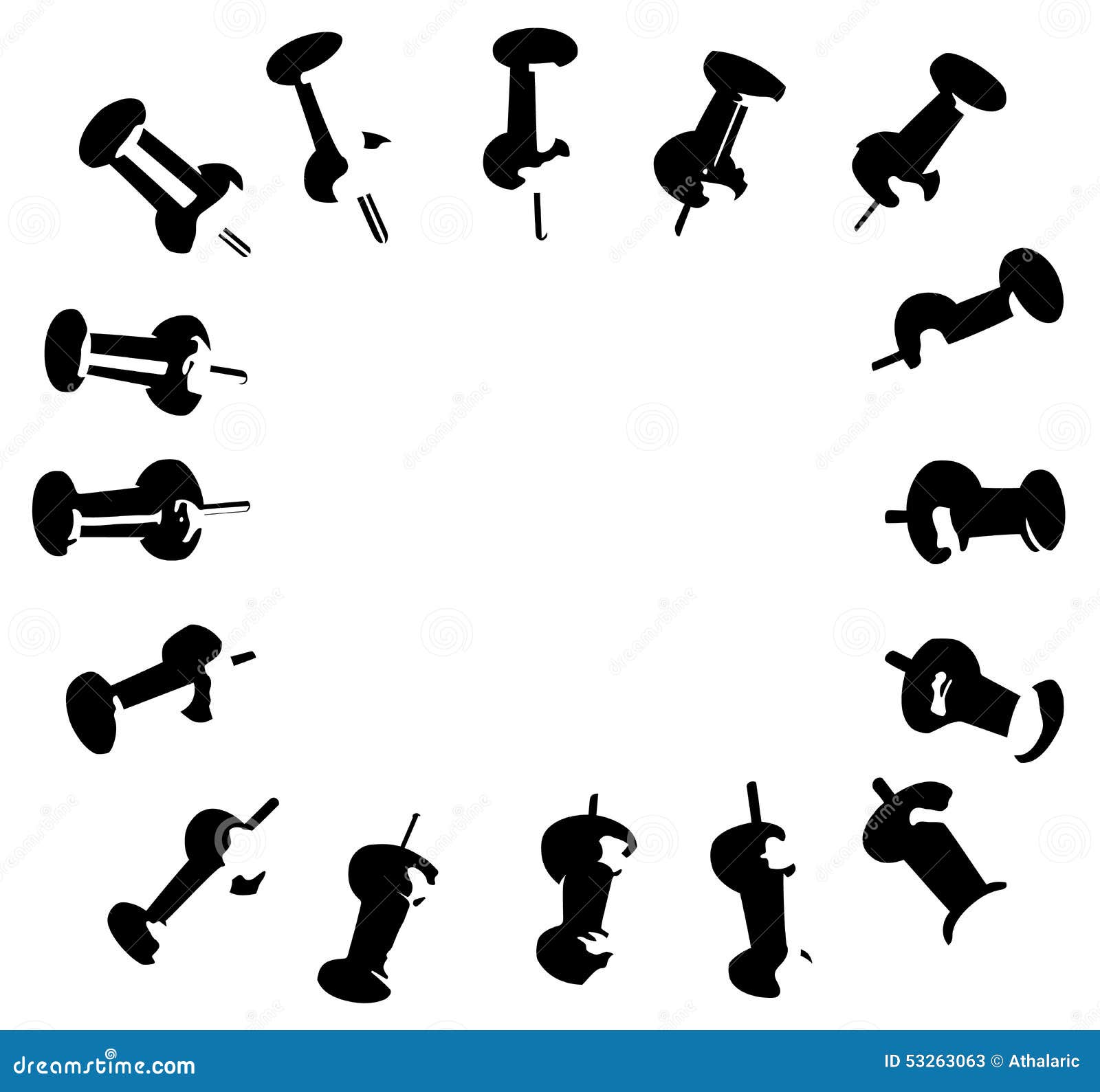 Black and White Pins Square Stock Vector - Illustration of round ...