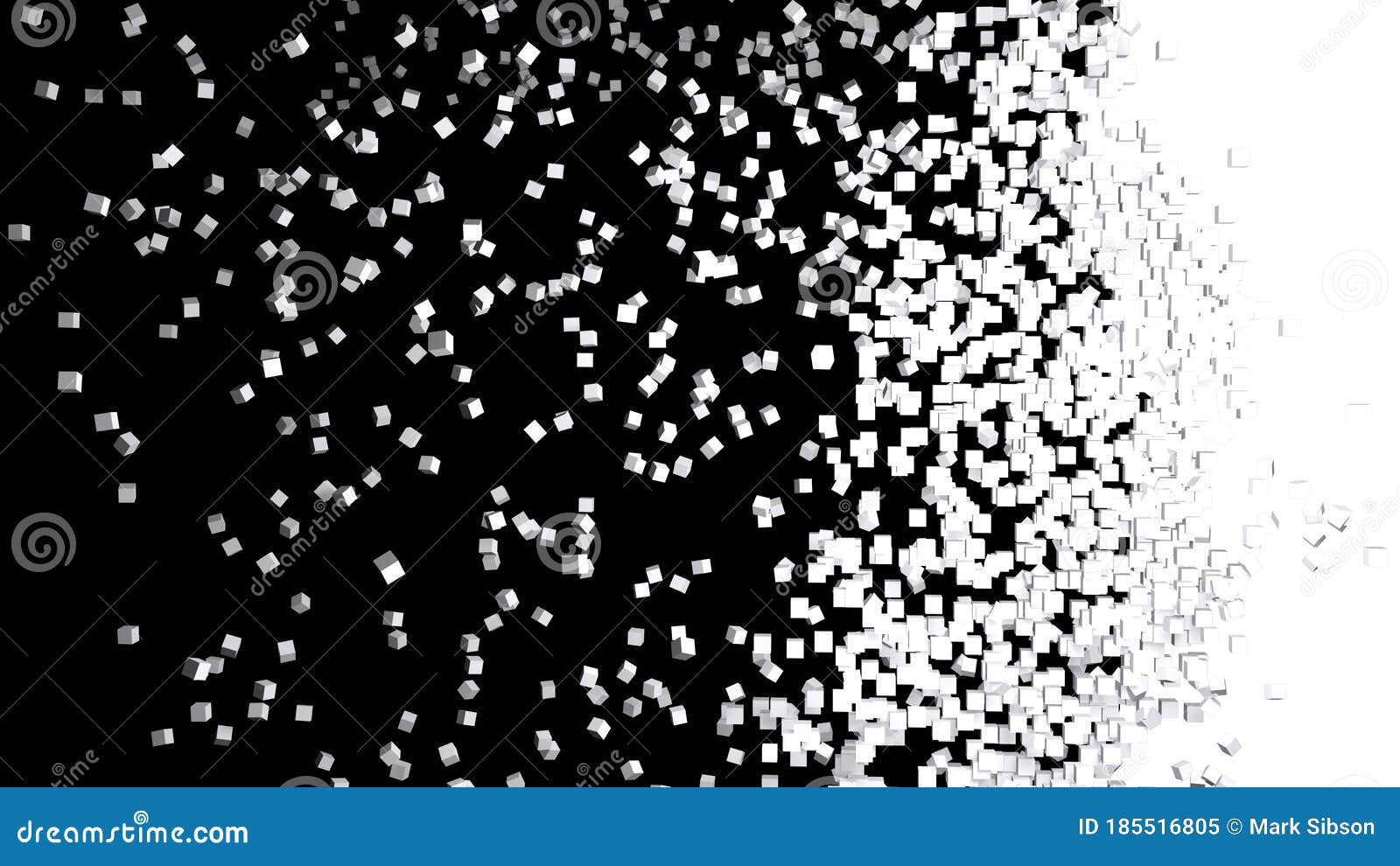 Black and White Pixel Particles Explosion Pieces 3D Illustration ...