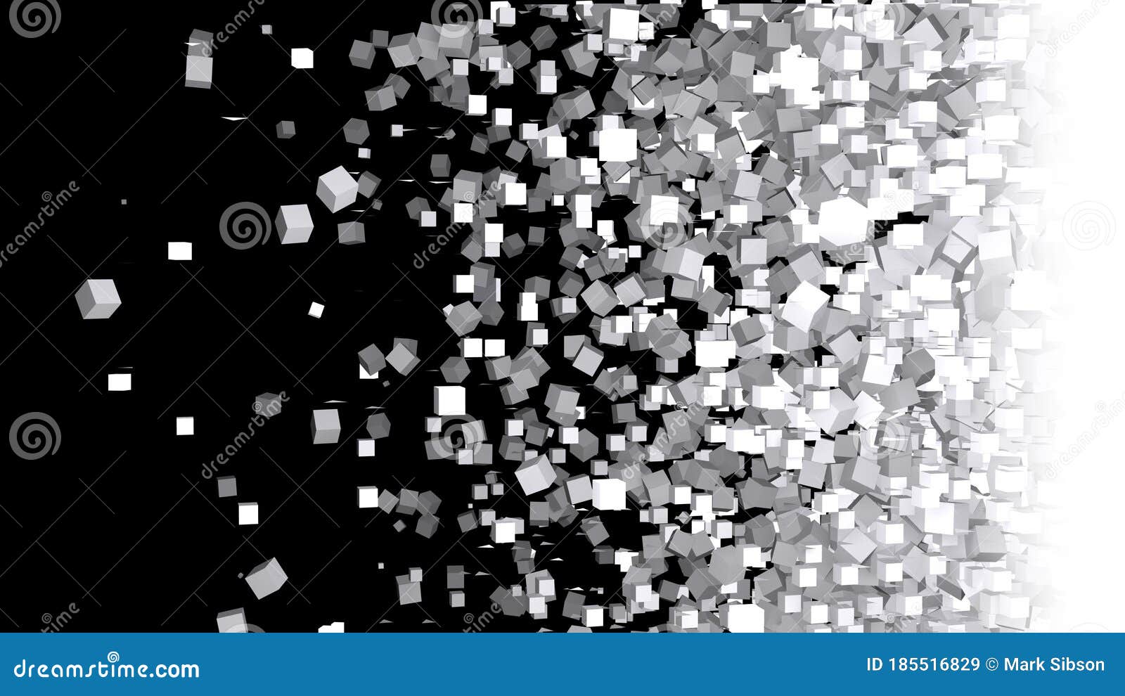 Black and White Pixel Particles Massive Explosion Pieces 3D ...