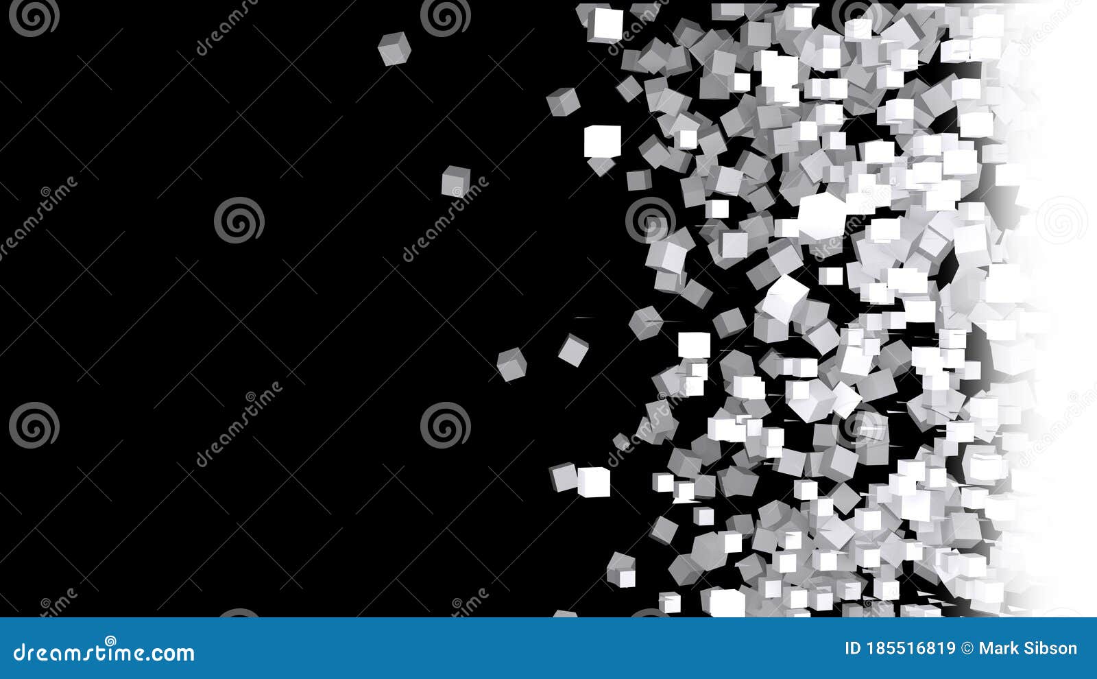 Black and White Pixel Particles Explosion Pieces 3D Illustration ...