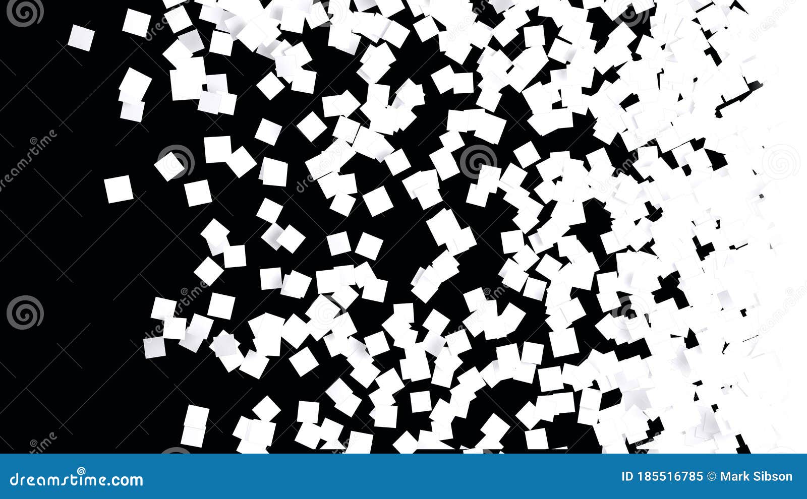 Black and White Pixel Particles Explosion Pieces 3D Illustration ...