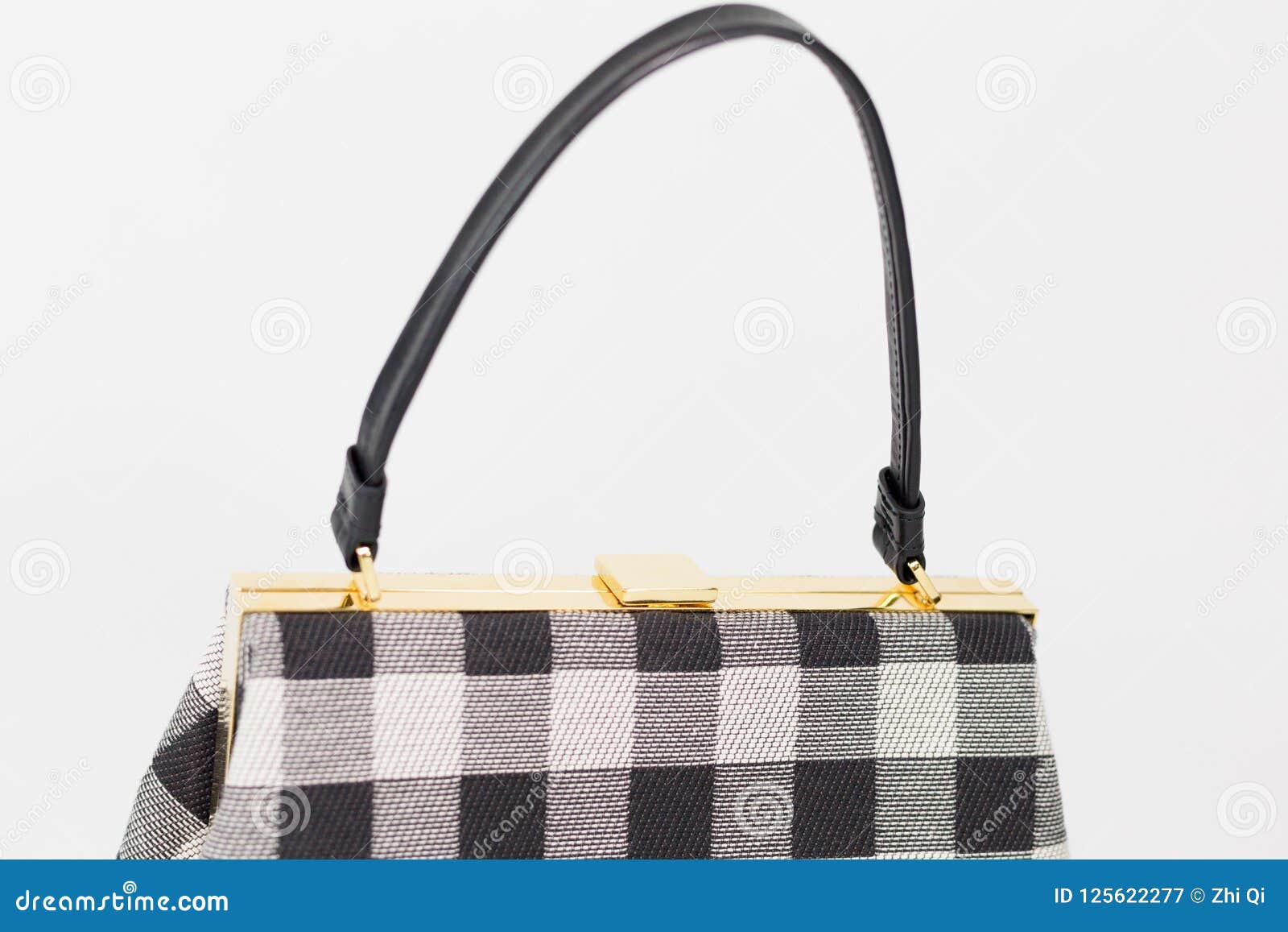 Black and White Plaid Checkered Pattern Handbag Closeup Stock Image ...