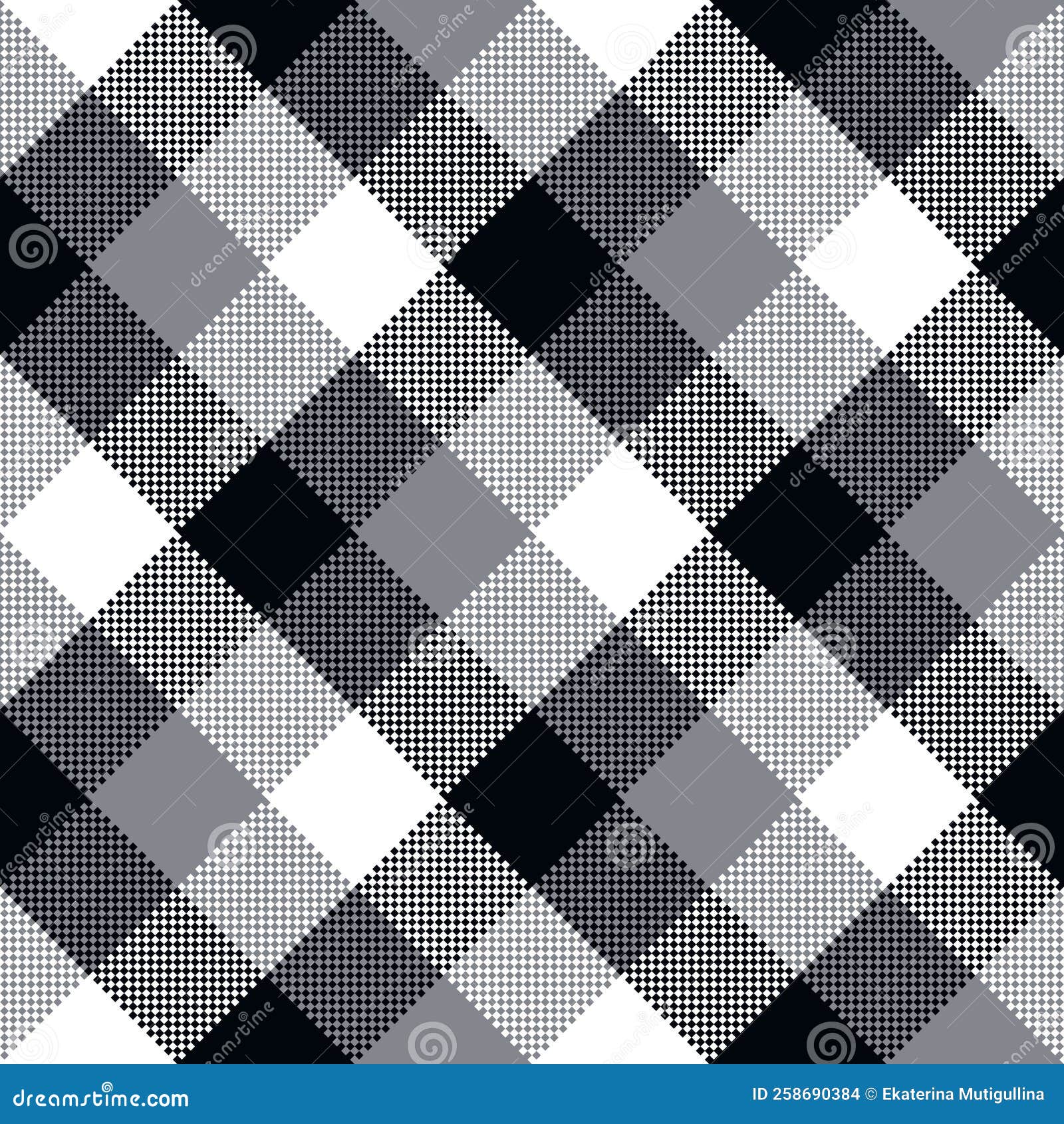 Black White Plaid Seamless Patten. Vector Diagonal Checkered Monochrome ... Black White Plaid Seamless Patten. Vector Diagonal Checkered Monochrome ...