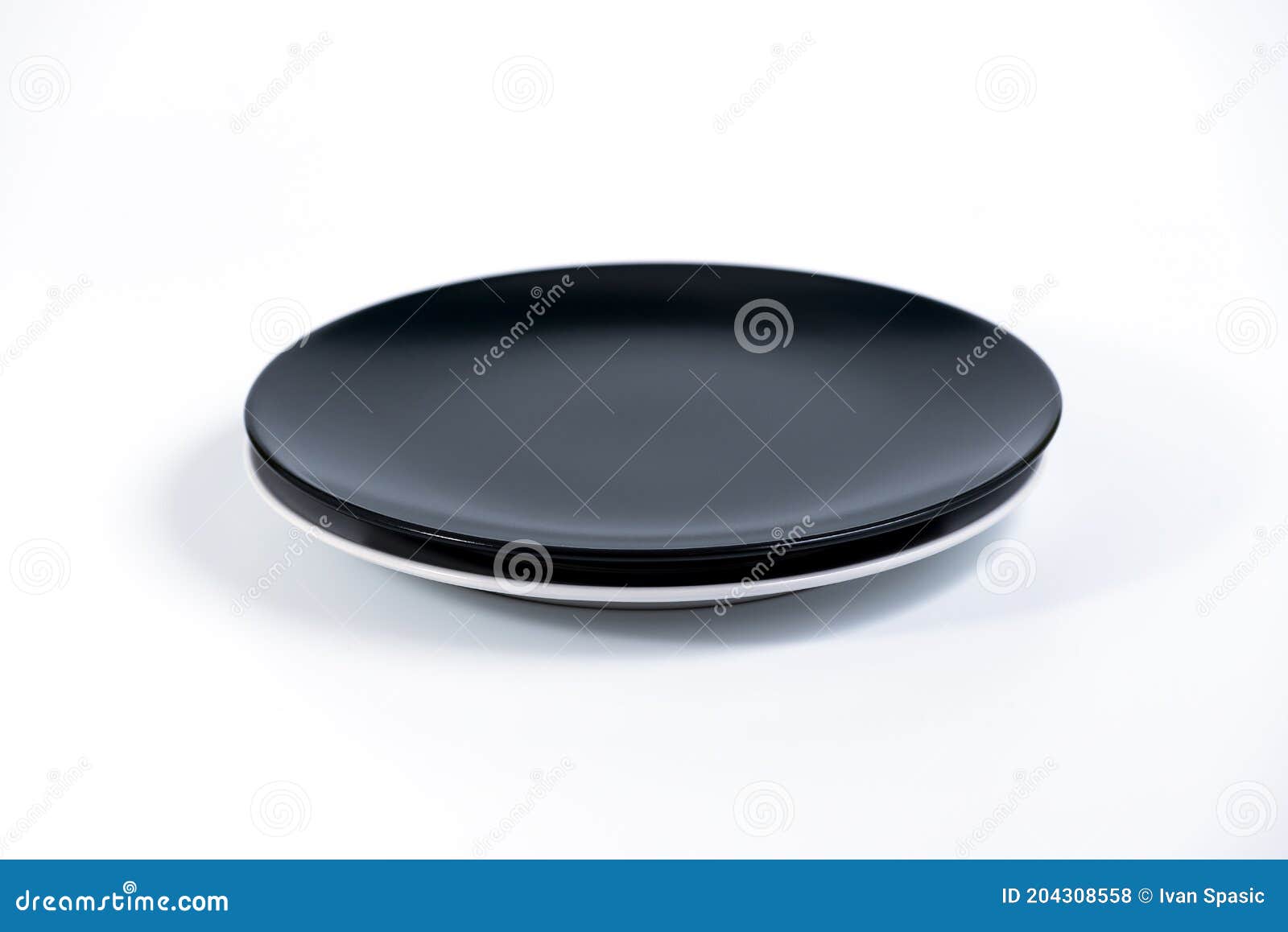 Black and White Plates Stacked Stock Photo - Image of empty, kitchen ...