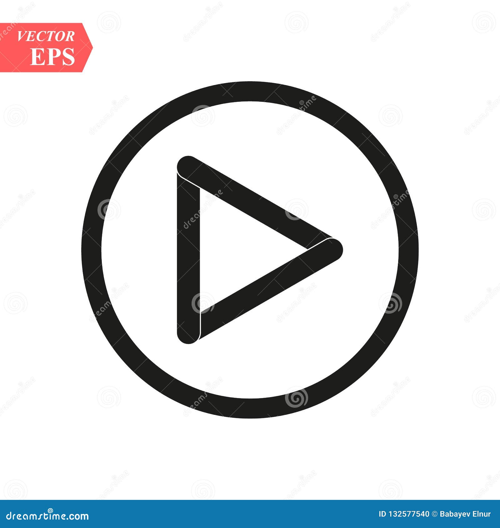 Black and White Play Icon. Vector Illustration Stock Illustration ...
