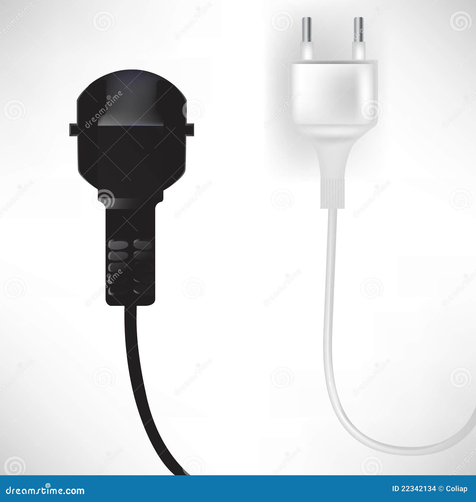 Black and White Plug in Cables Stock Vector - Illustration of black ...