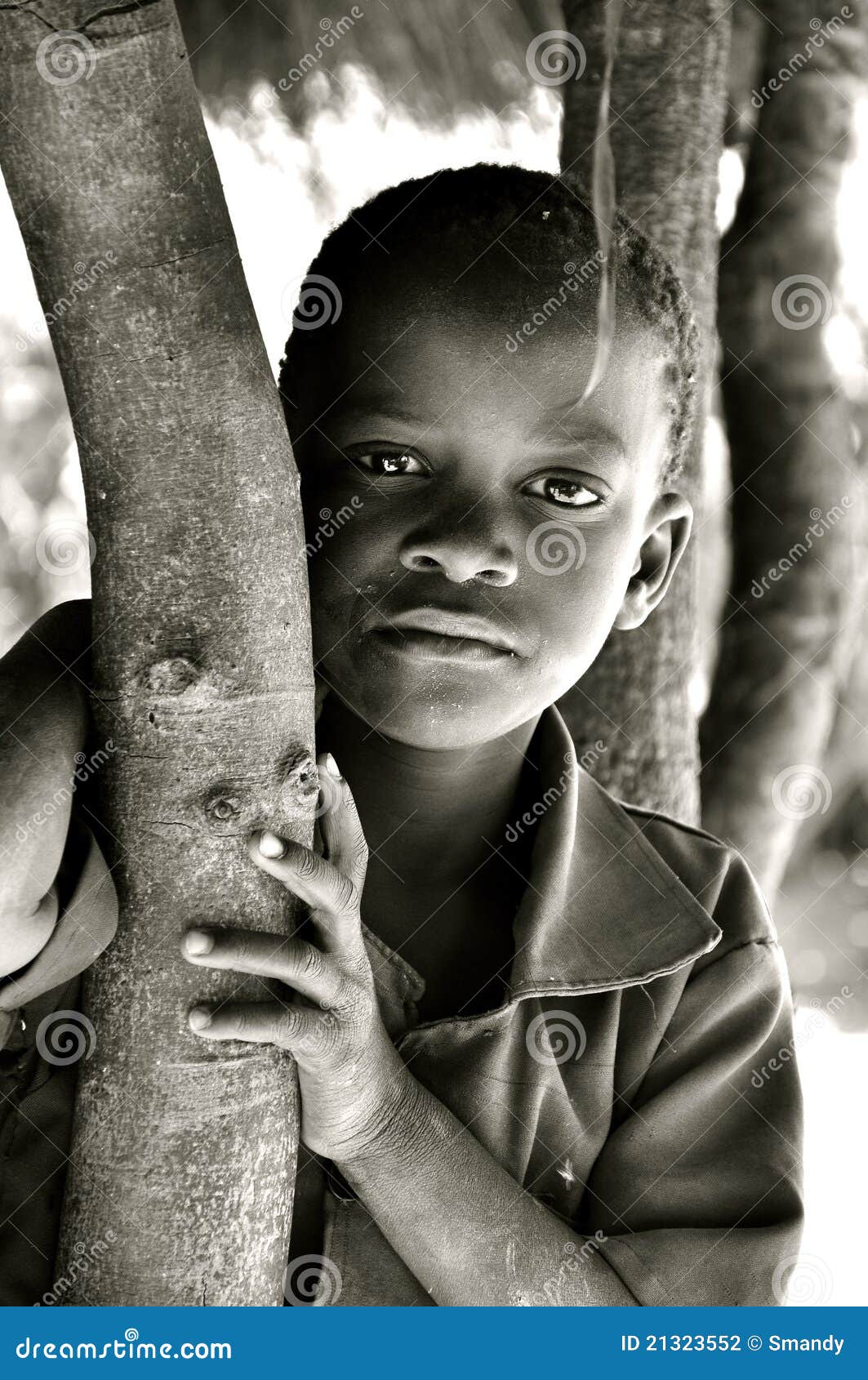Black and White Portrait of African Boy Editorial Photography - Image ...