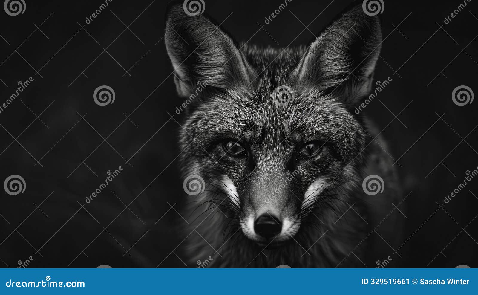 Monochromatic Fox Head Portrait. Generative AI Stock Image - Image of ...