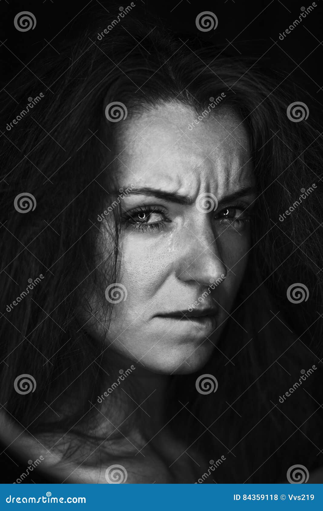 Black and White Portrait of Crying Woman. Stock Photo - Image of adult ...