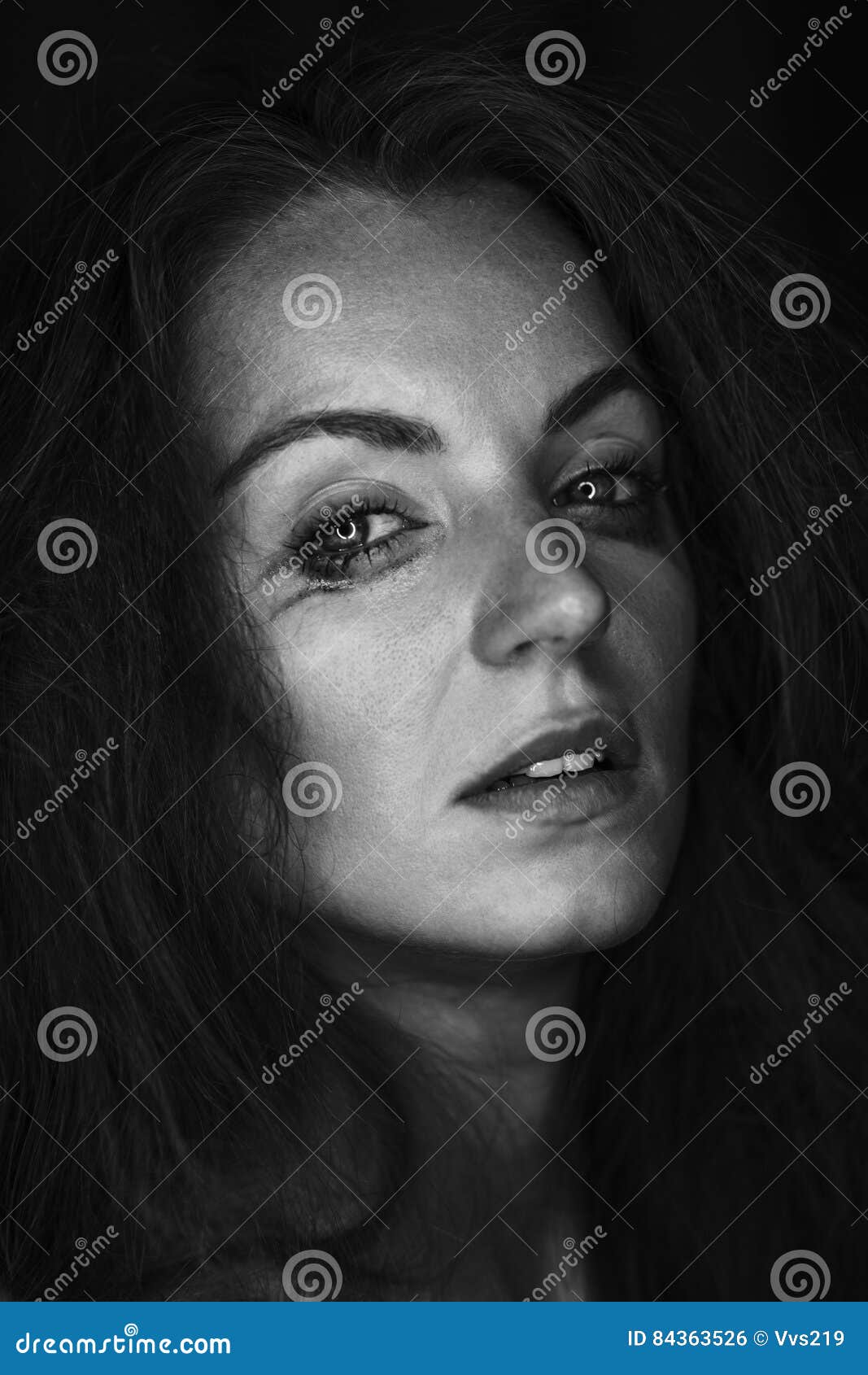 Black and White Portrait of Crying Woman. Stock Photo - Image of grief ...