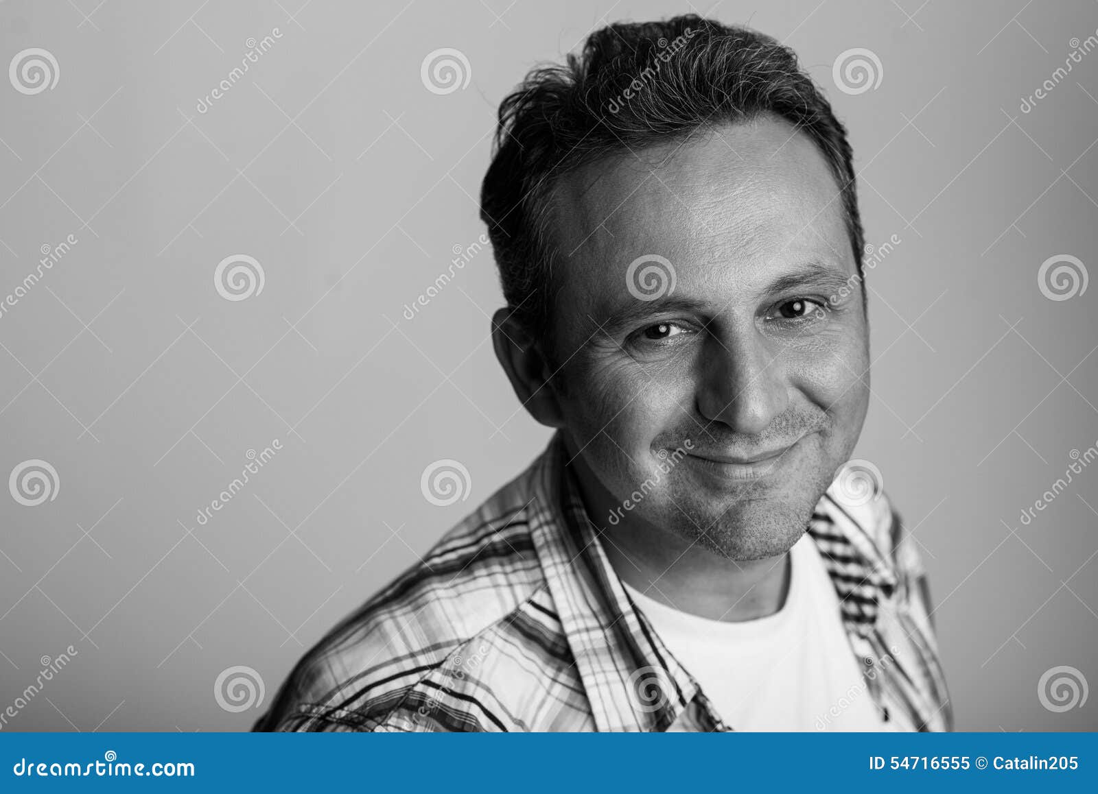 Black and White Portrait of a Friendly Male Model Stock Image - Image ...