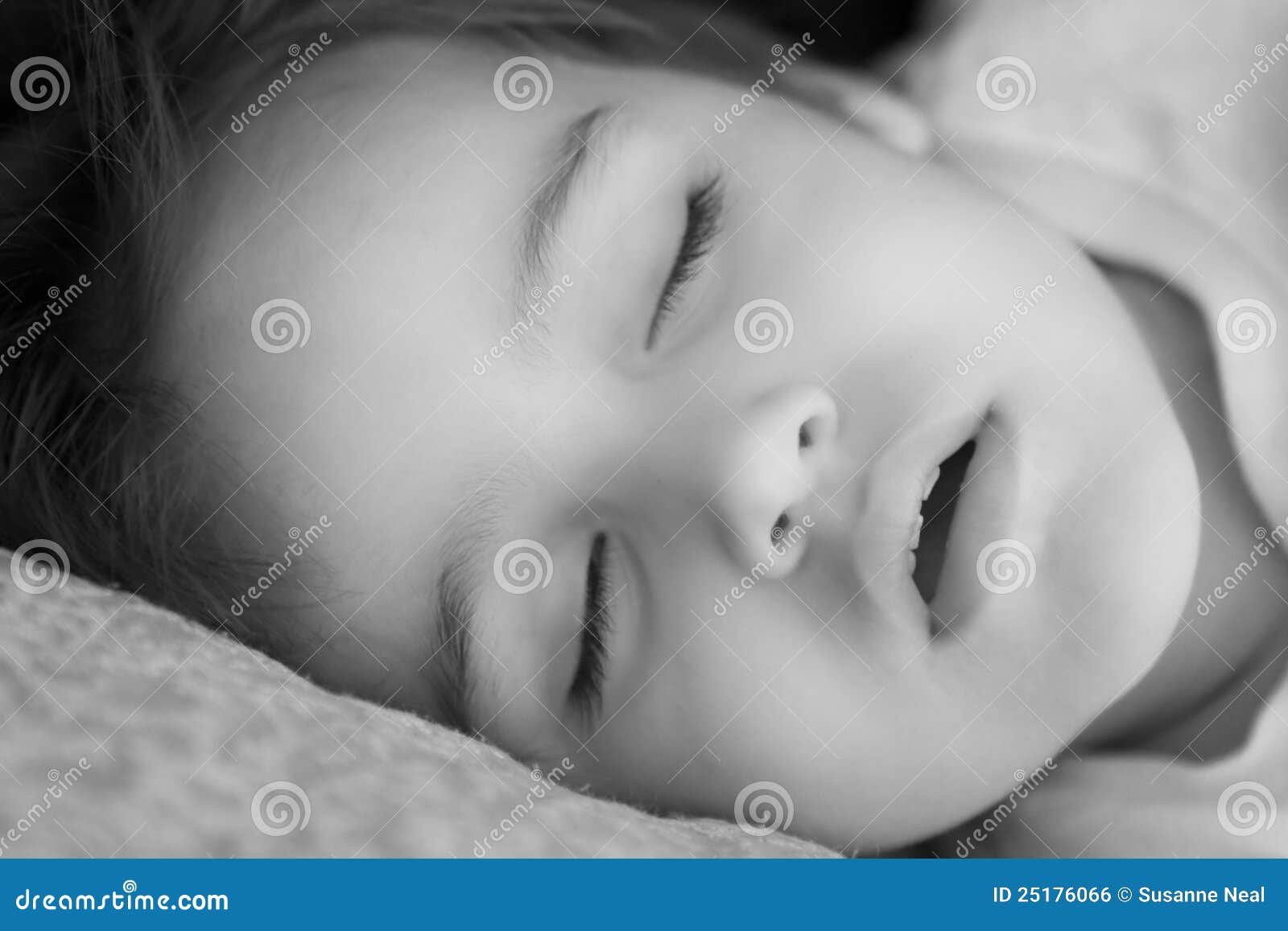 Black and White Portrait of Sleeping Child Stock Photo - Image of rest ...