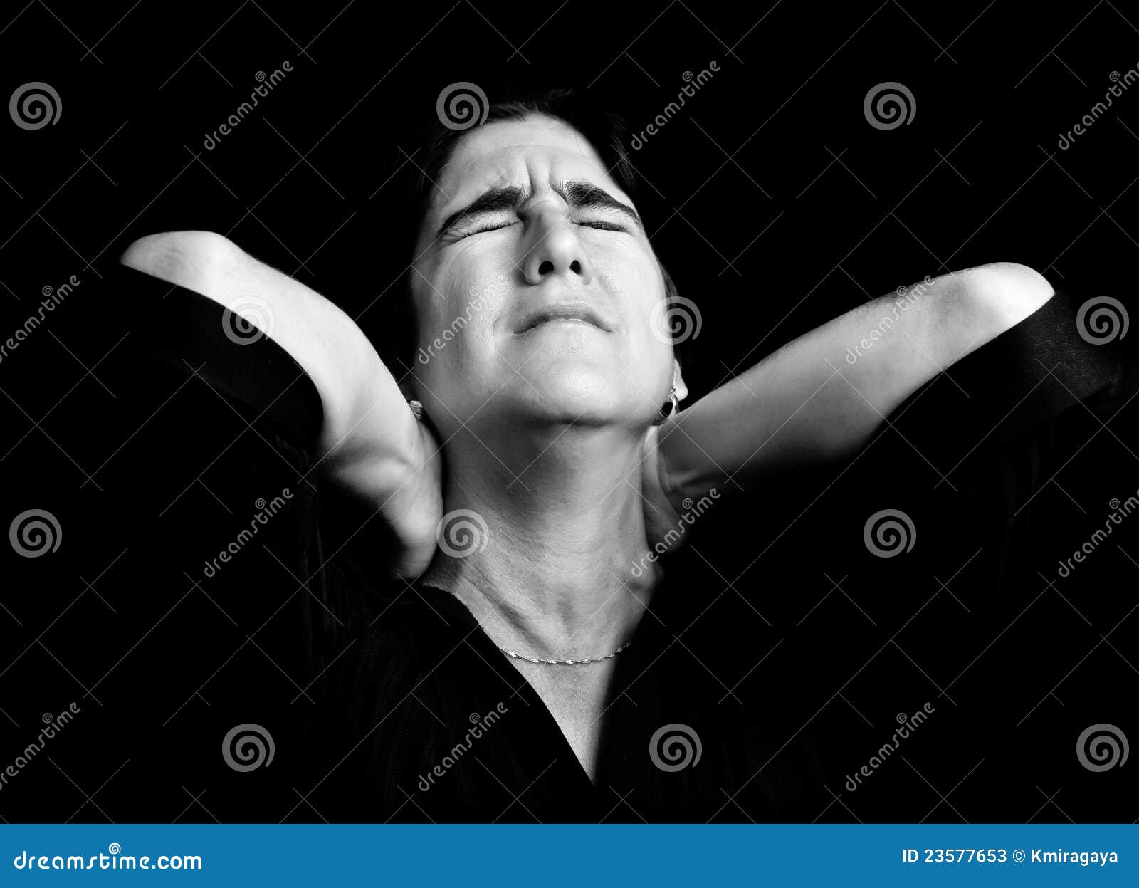 Black and White Portrait of a Stressed Woman Stock Image - Image of ...