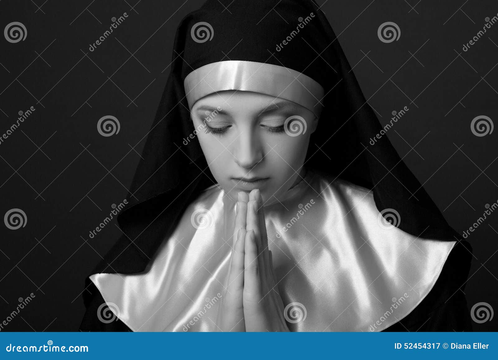 Black and White Portrait of Young Beautiful Nun Stock Image - Image of ...