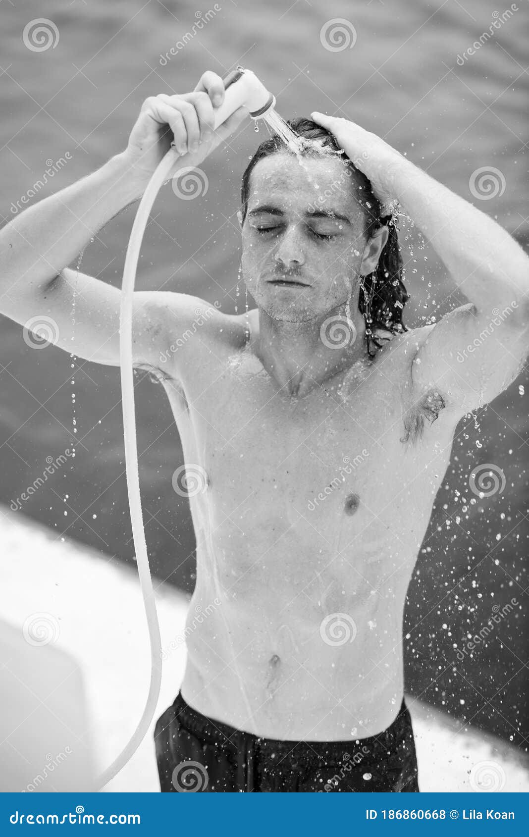 Black&white Portrait of Young Man Taking Shower Stock Photo - Image of ... Black&white Portrait of Young Man Taking Shower Stock Photo - Image of ...