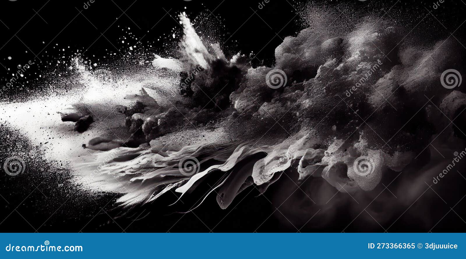 Black and White Powder Explosion Abstract Background. Stock ...