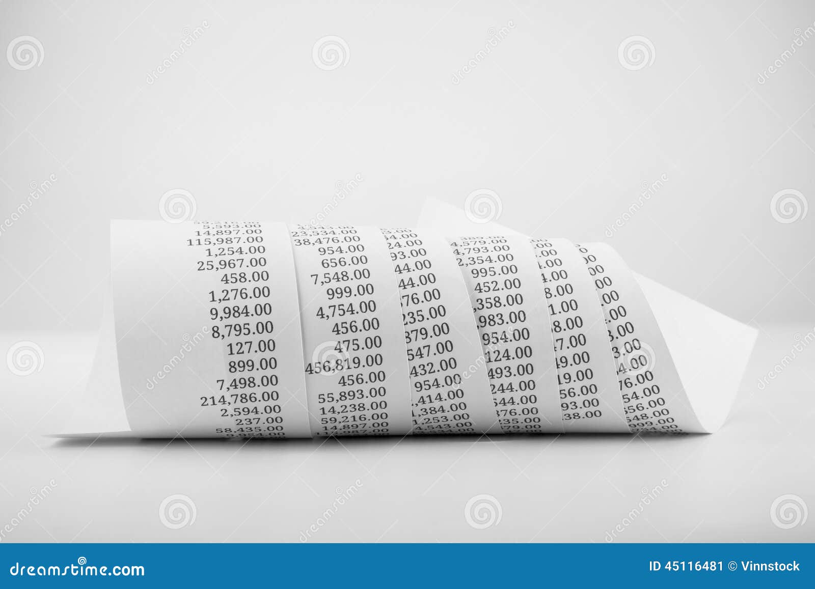 Black and White Printed Paper Roll Stock Image - Image of numbers ...