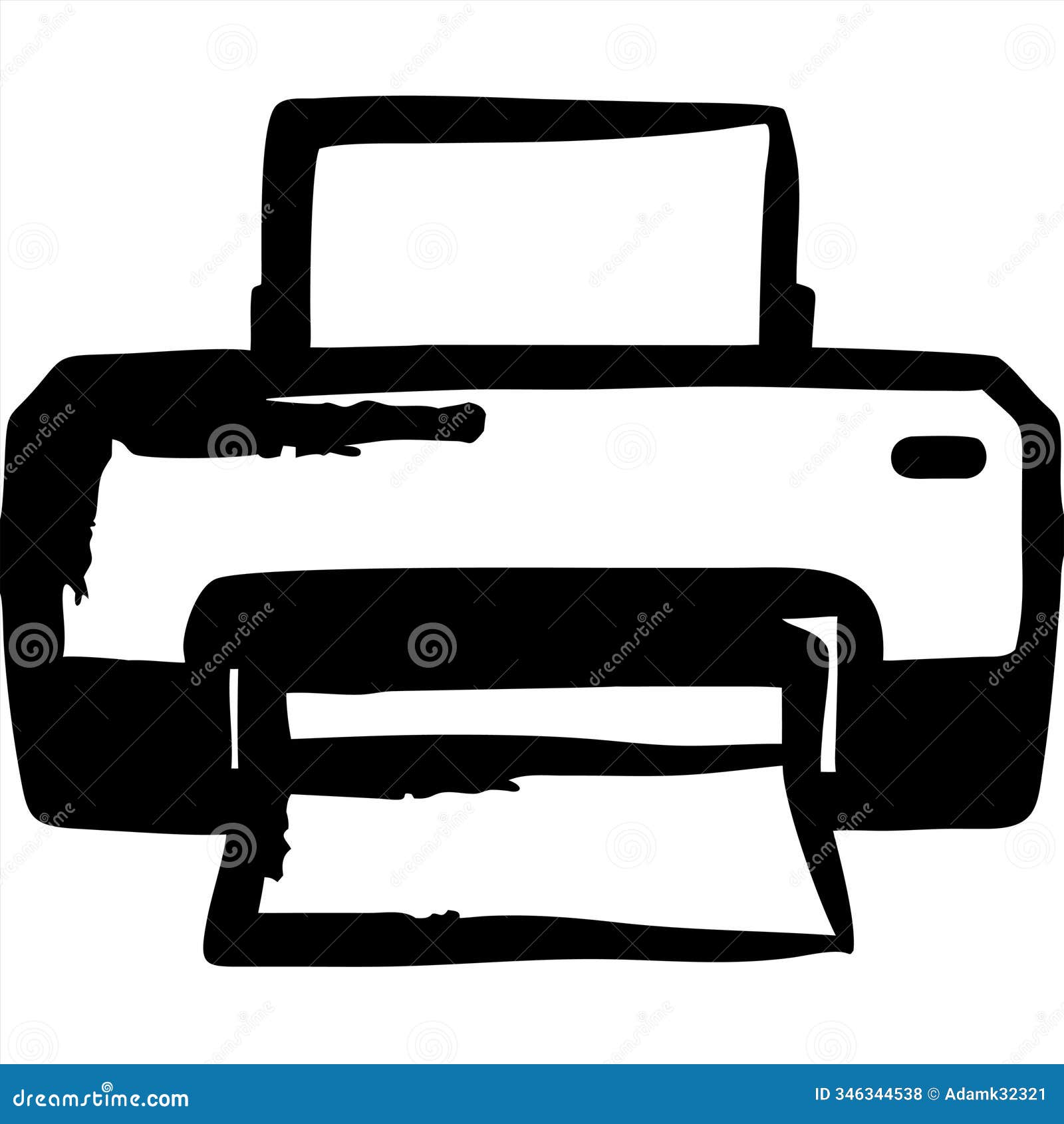 Black and White Printer Vector Illustration for Office and Technology ...