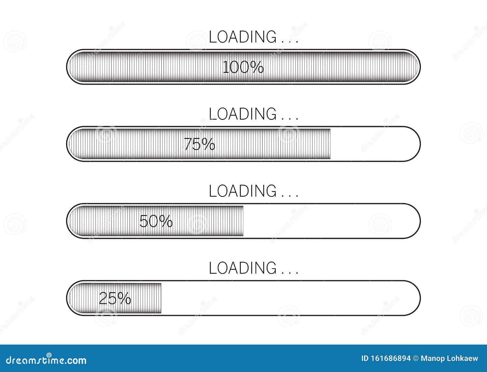 Black and White Progress Loading Bar Stock Vector - Illustration of ...