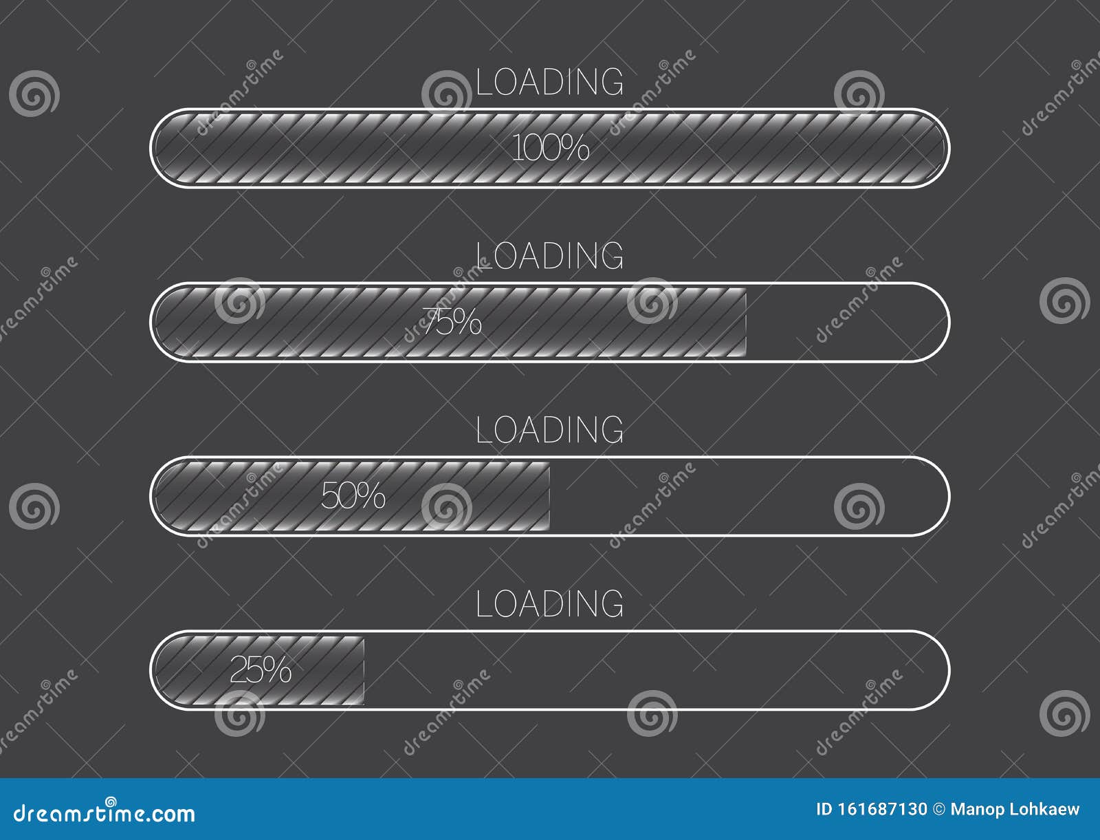 Black and White Progress Loading Bar Vector Illustration Stock Vector ...