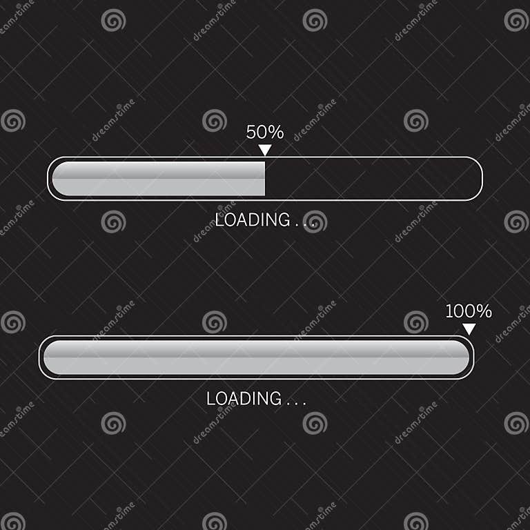 Black and White Progress Loading Bar Stock Vector - Illustration of ...