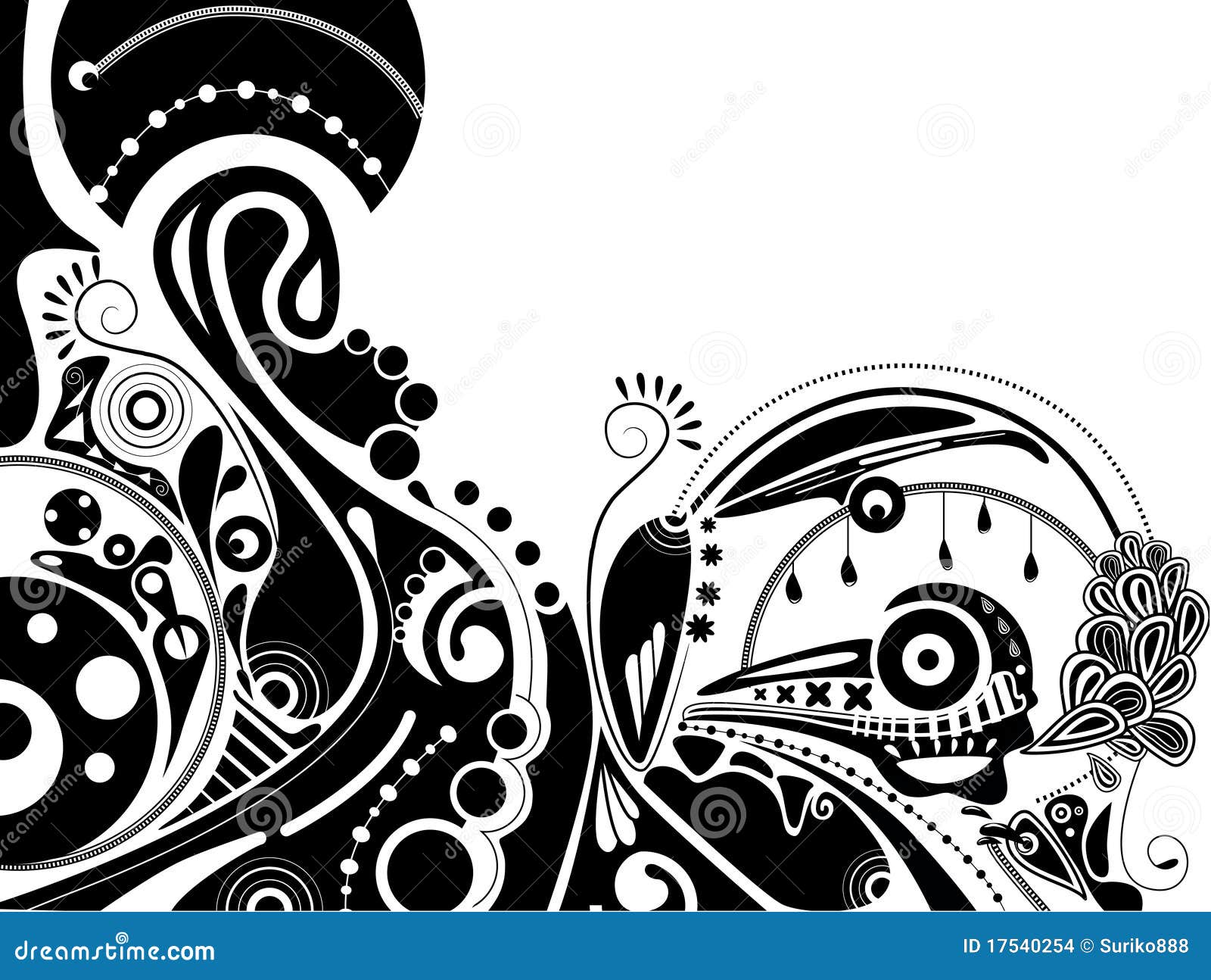 Black-and-white Psychedelic Illustration Stock Vector - Illustration of ...