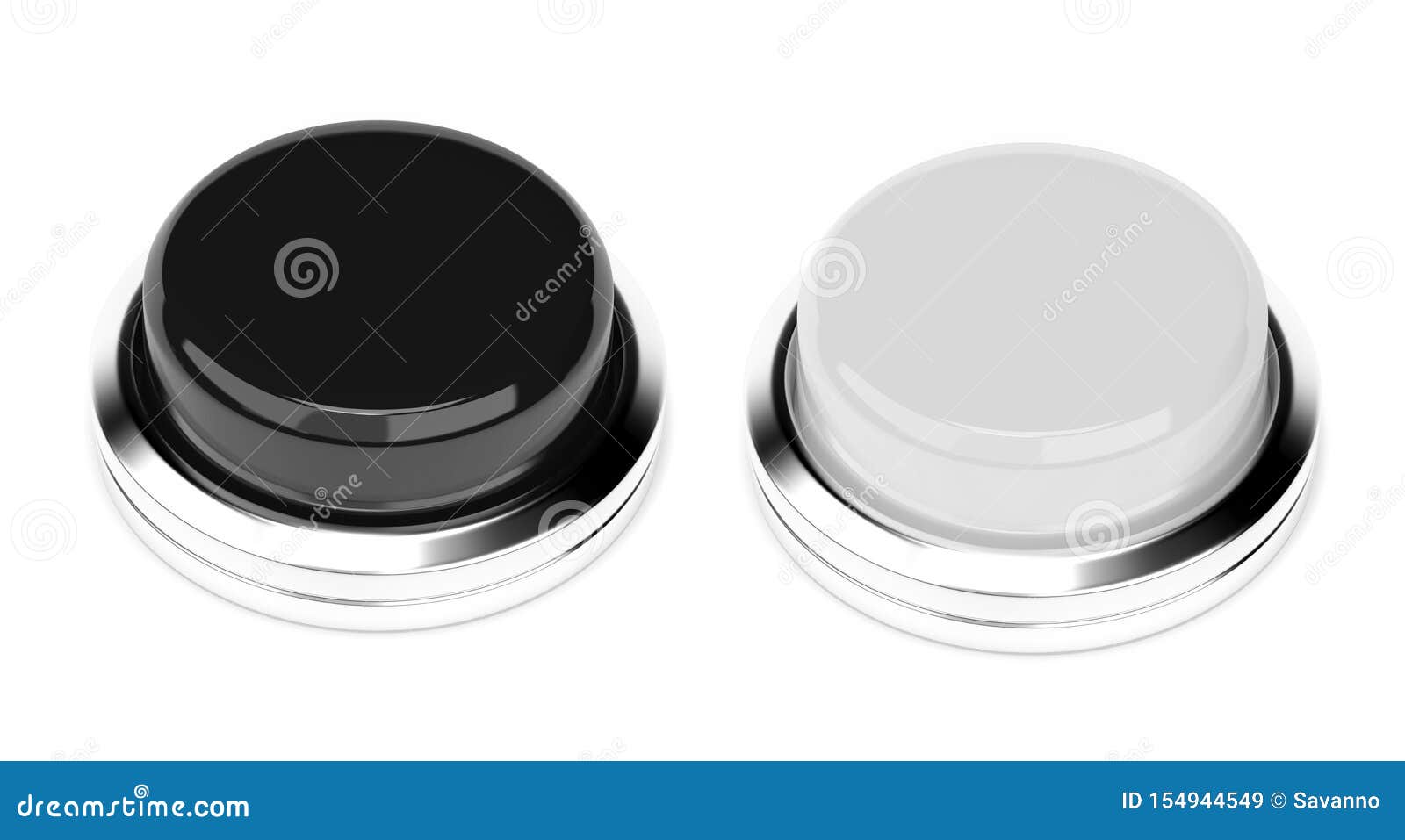Black and White Push Buttons. 3d Rendering Illustration Stock ...