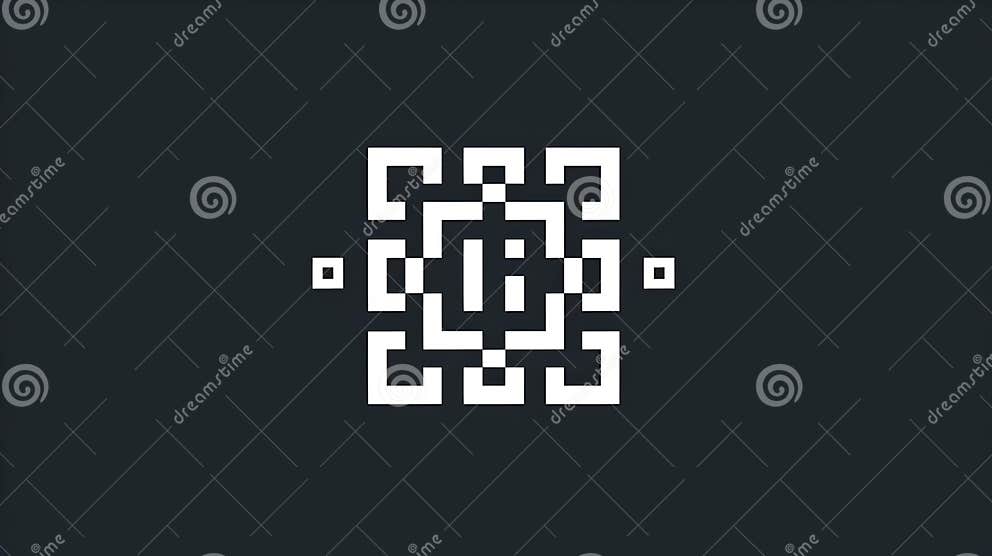 Simple Monochrome QR Code Centered on a Dark Background. Digital ...