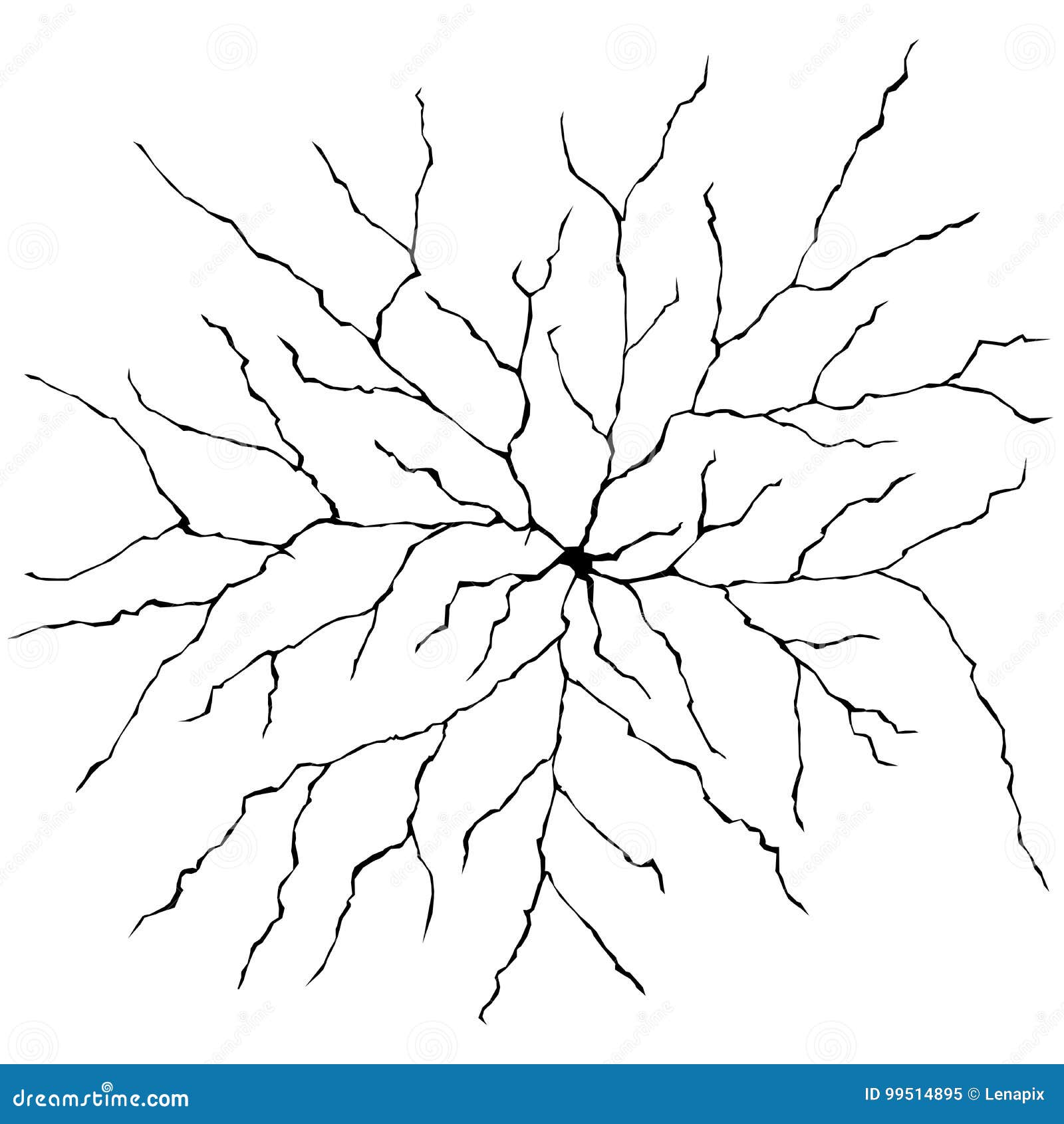 Radial Crack Vector Template. Stock Vector - Illustration of grunge ...