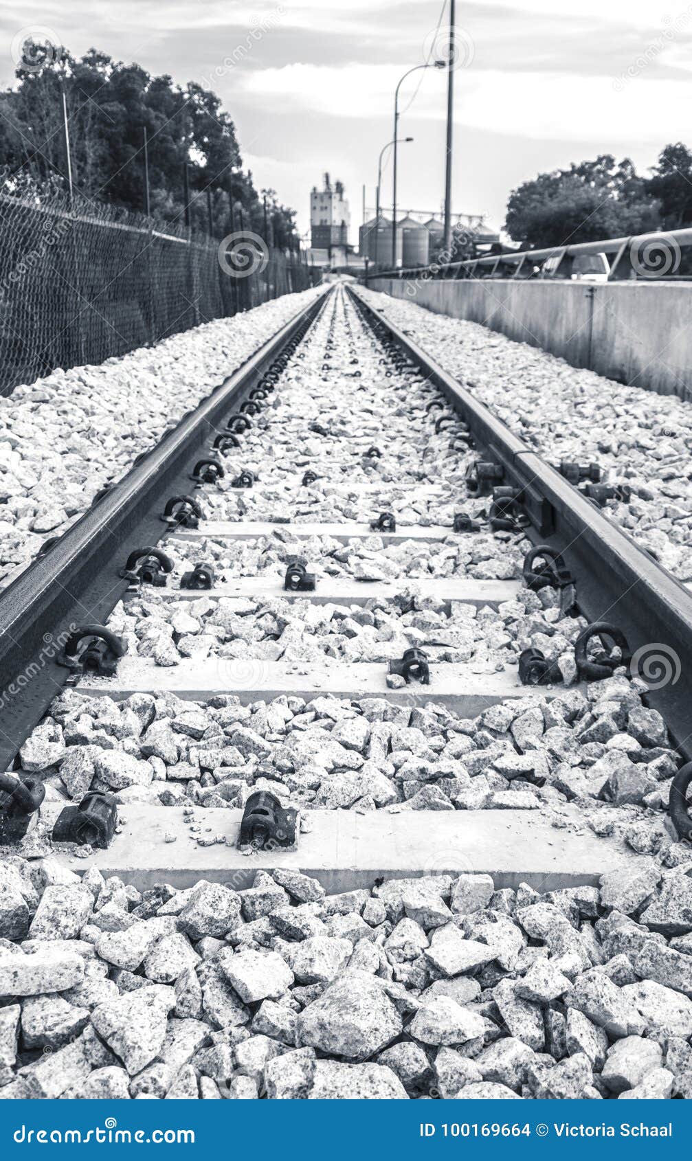 Black and White Railway Leading To Industry Stock Photo - Image of ...