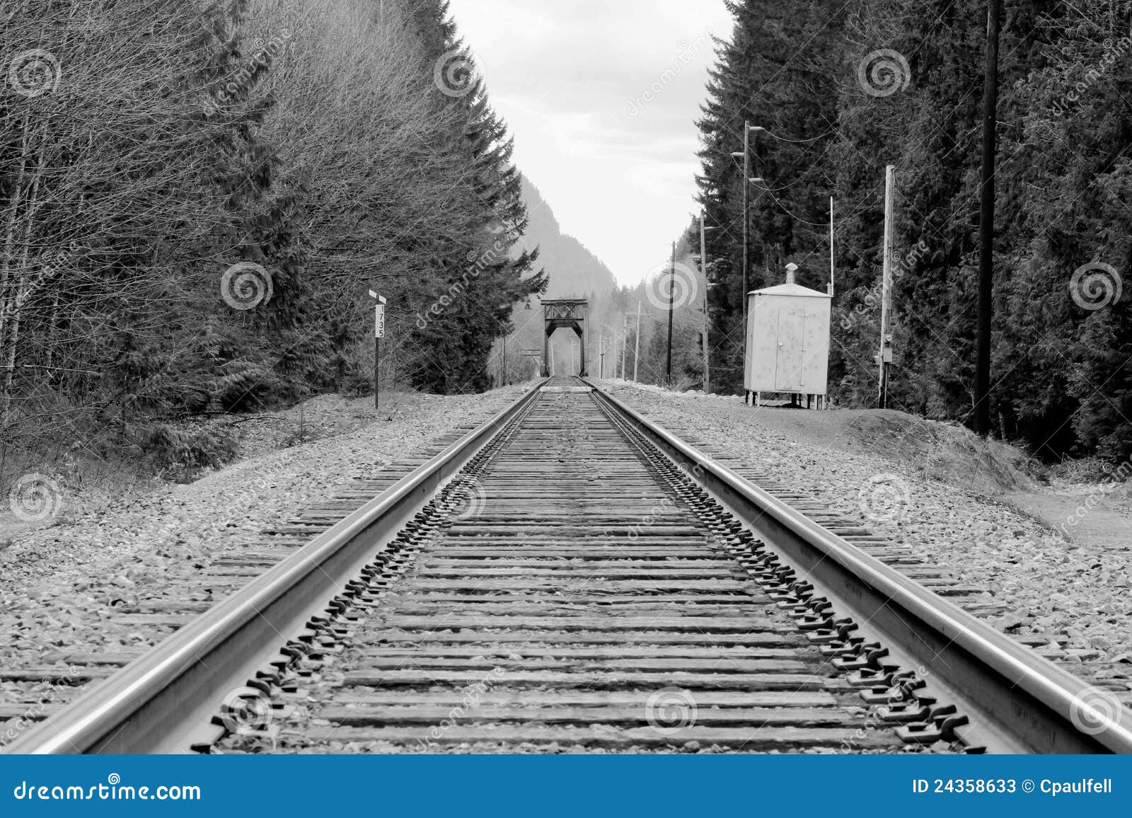 Black and White Railway Tracks Bridge Stock Image - Image of ...