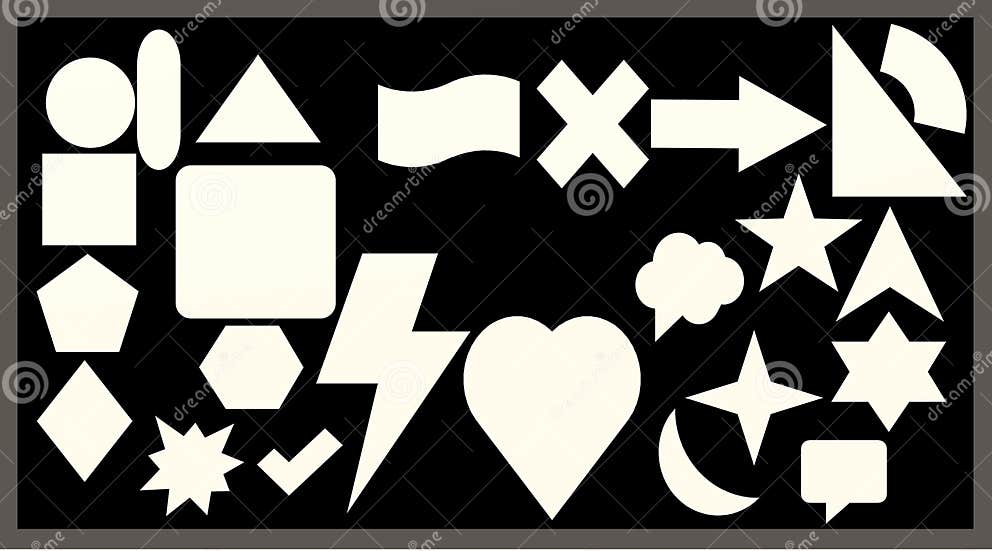 Black and White Random Shapes, for Education Stock Illustration ...