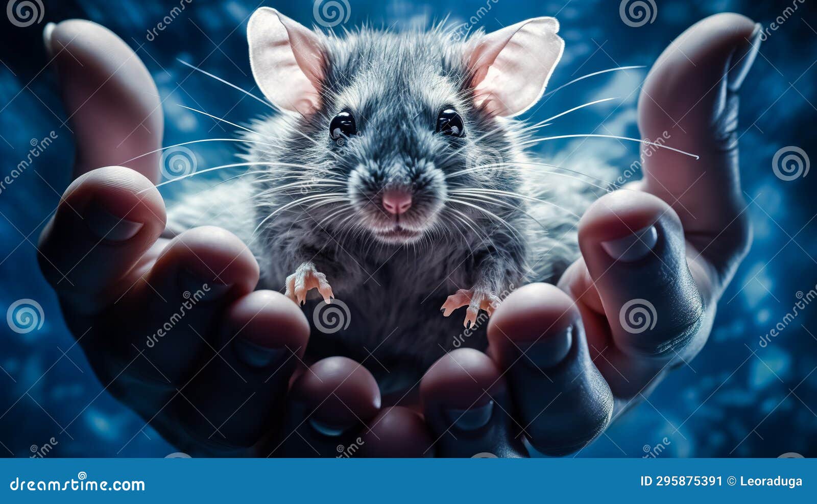 Black and White Rat on Human Hands Stock Illustration - Illustration of ...