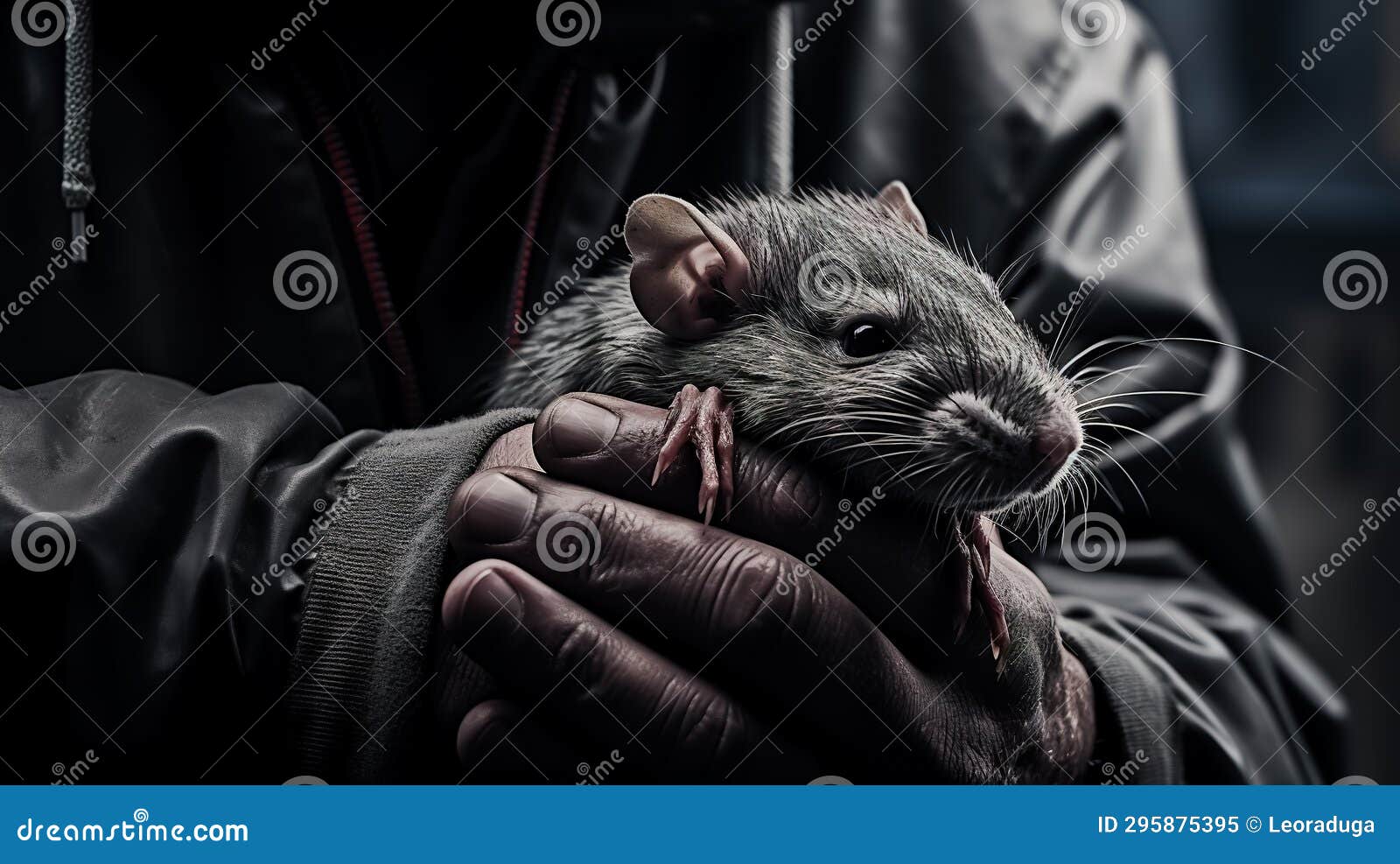 Black and White Rat on Human Hands Stock Illustration - Illustration of ...