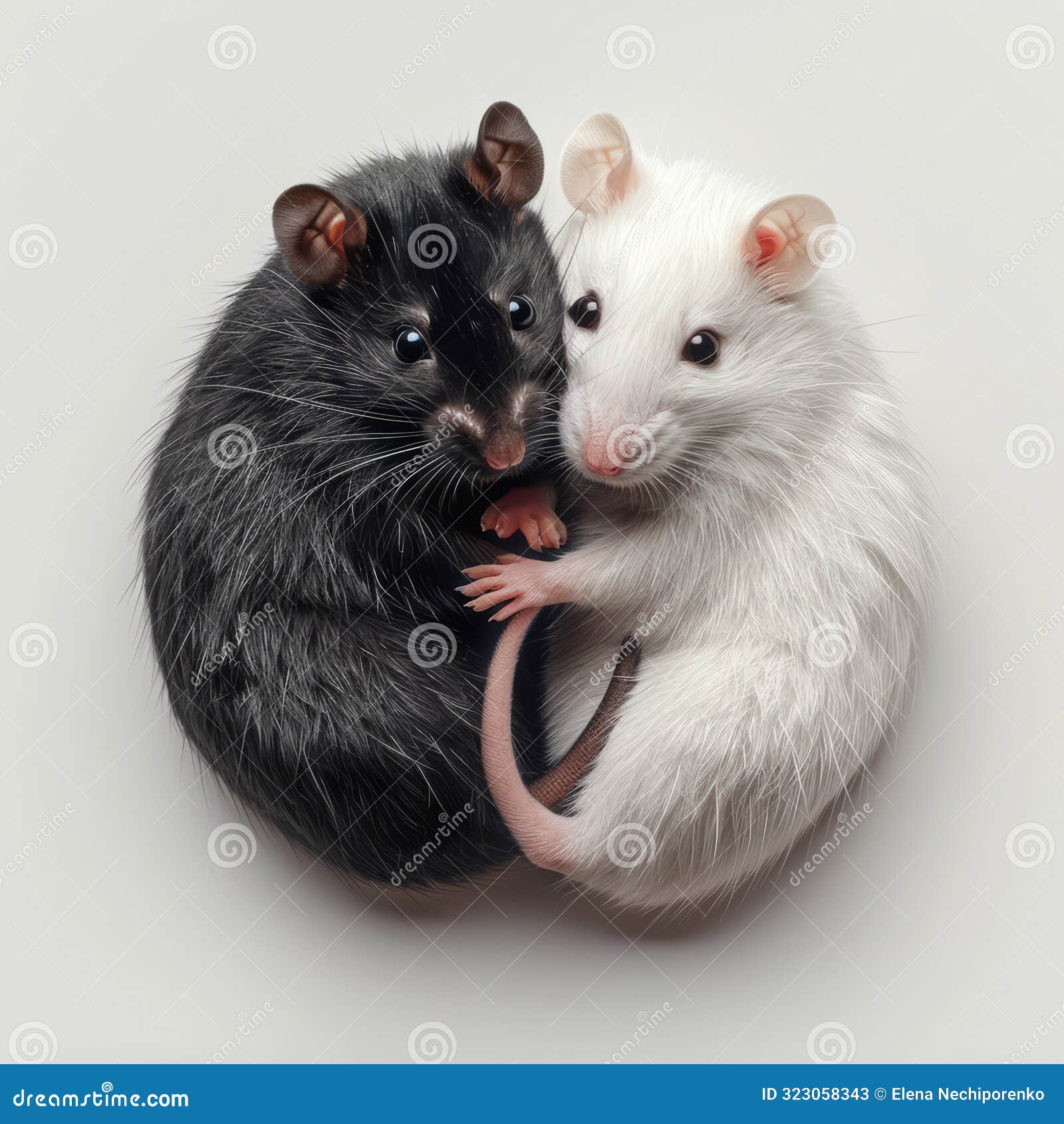 Black and White Rats on a White Background Stock Illustration ...
